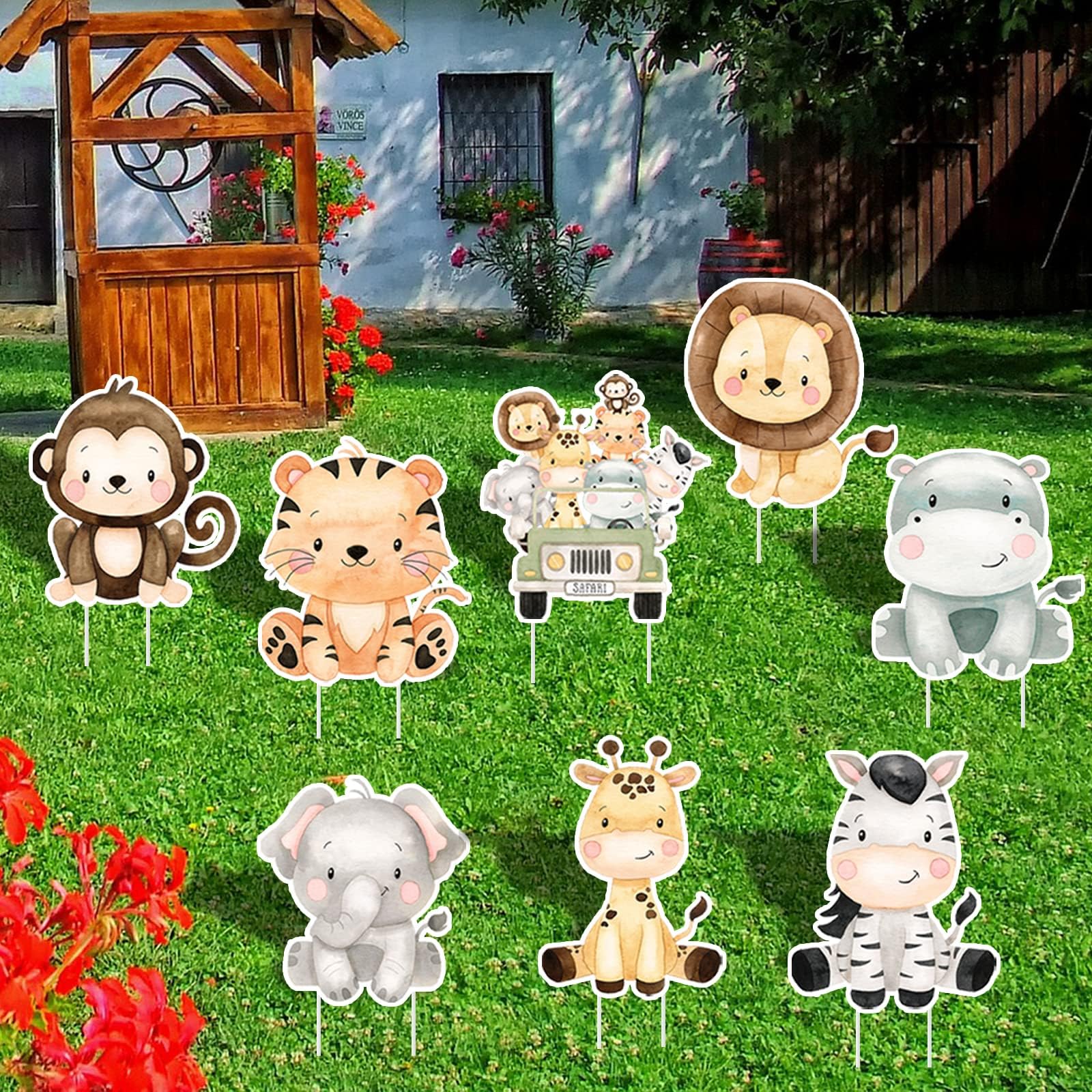 Amazon.com : MQZQP Wild Animals Decorations Outdoor Safari Decorations ...