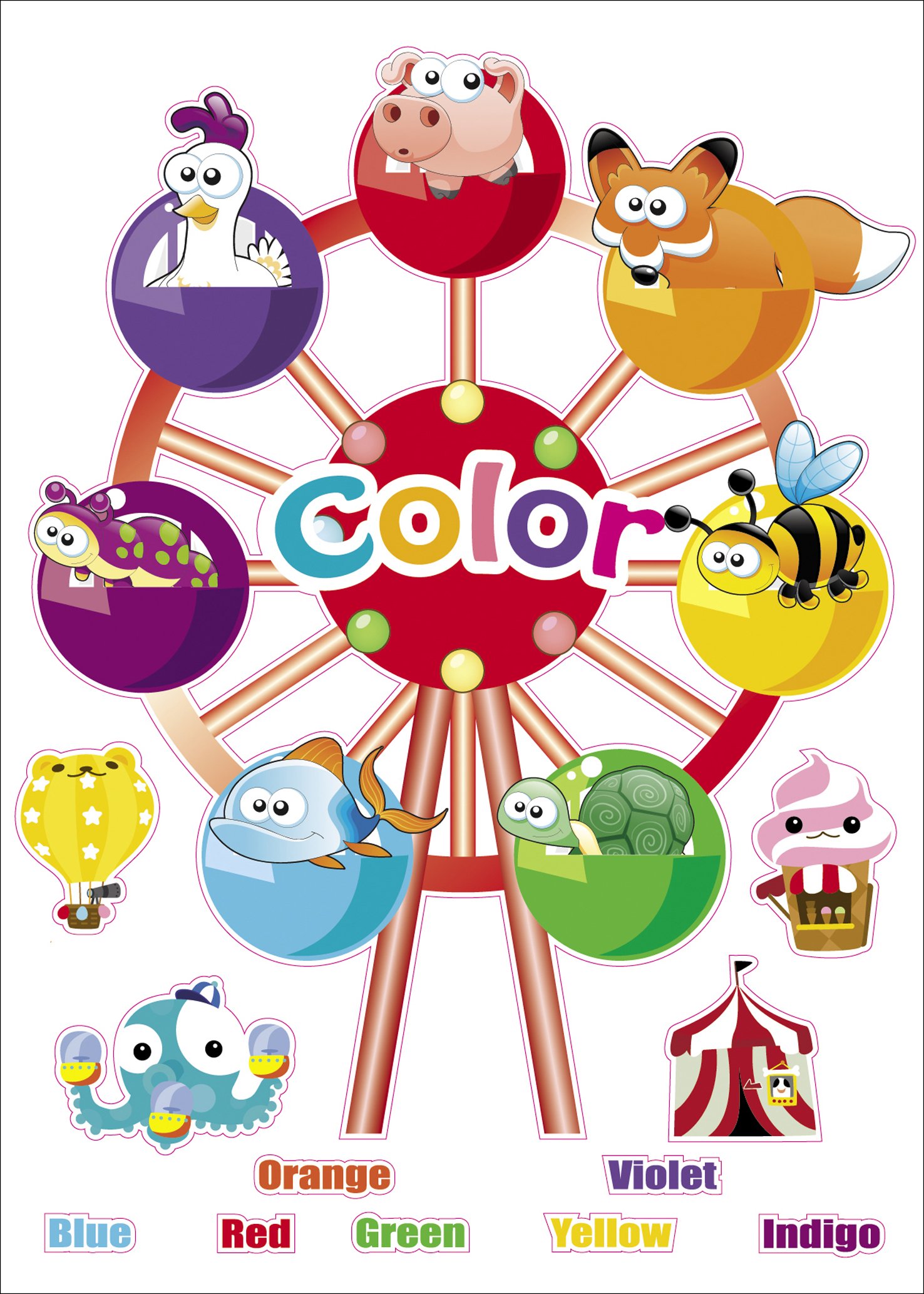 Amazon.com: Kids Learning Color Wheel Artwork Room Decor Wall Sticker ...