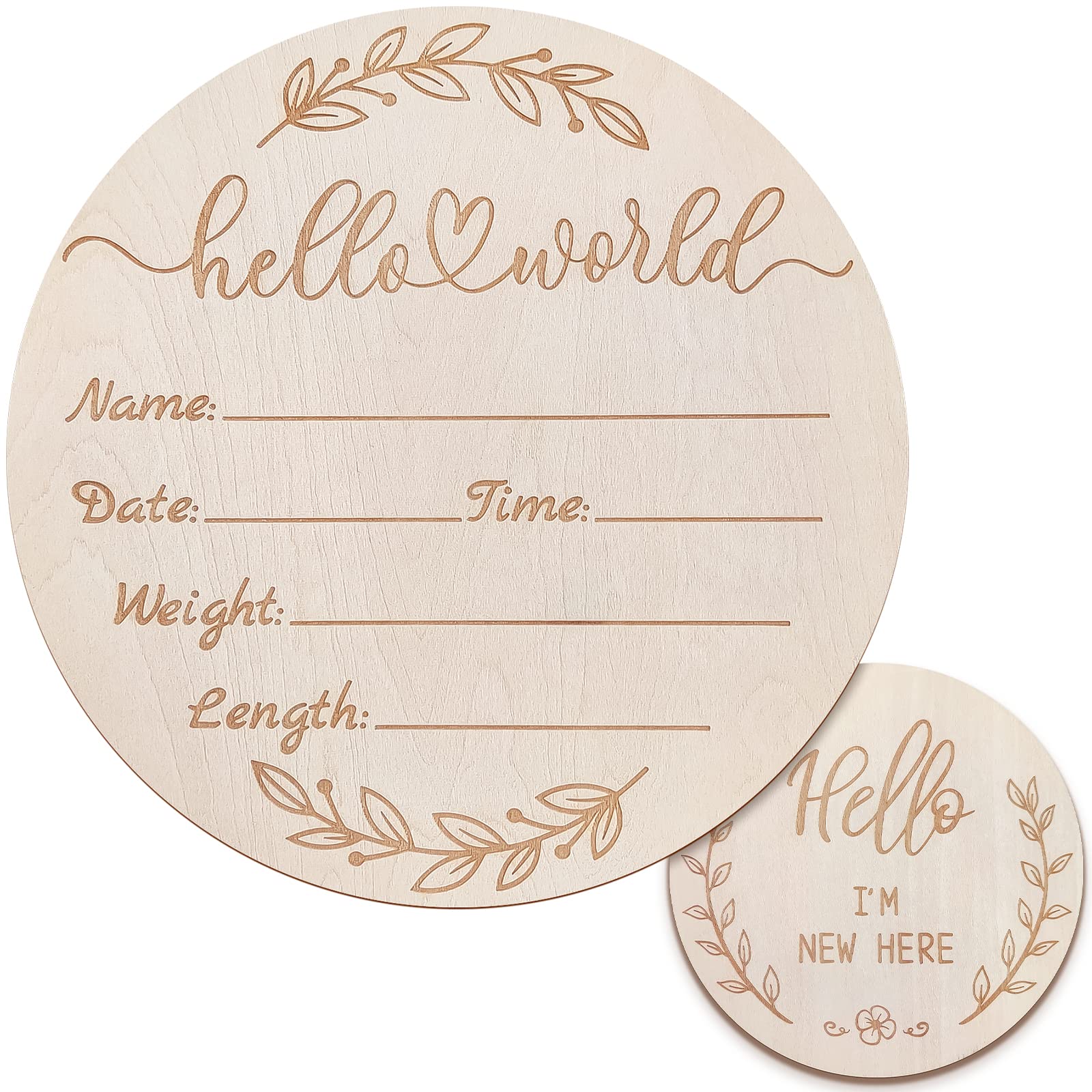 Zieyomi Baby Announcement Sign Hello World Newborn Sign Wooden Baby ...