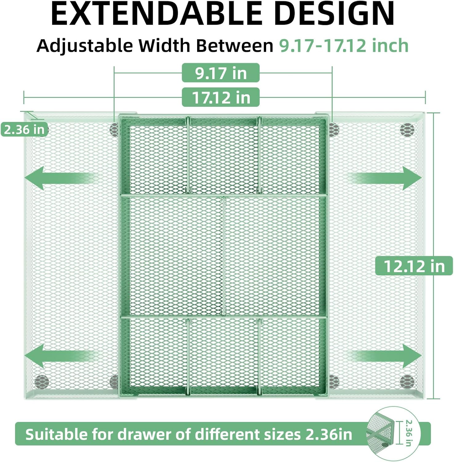 Marbrasse Expandable Desk Drawer Organizer, Mesh Drawer Organizer Tray ...