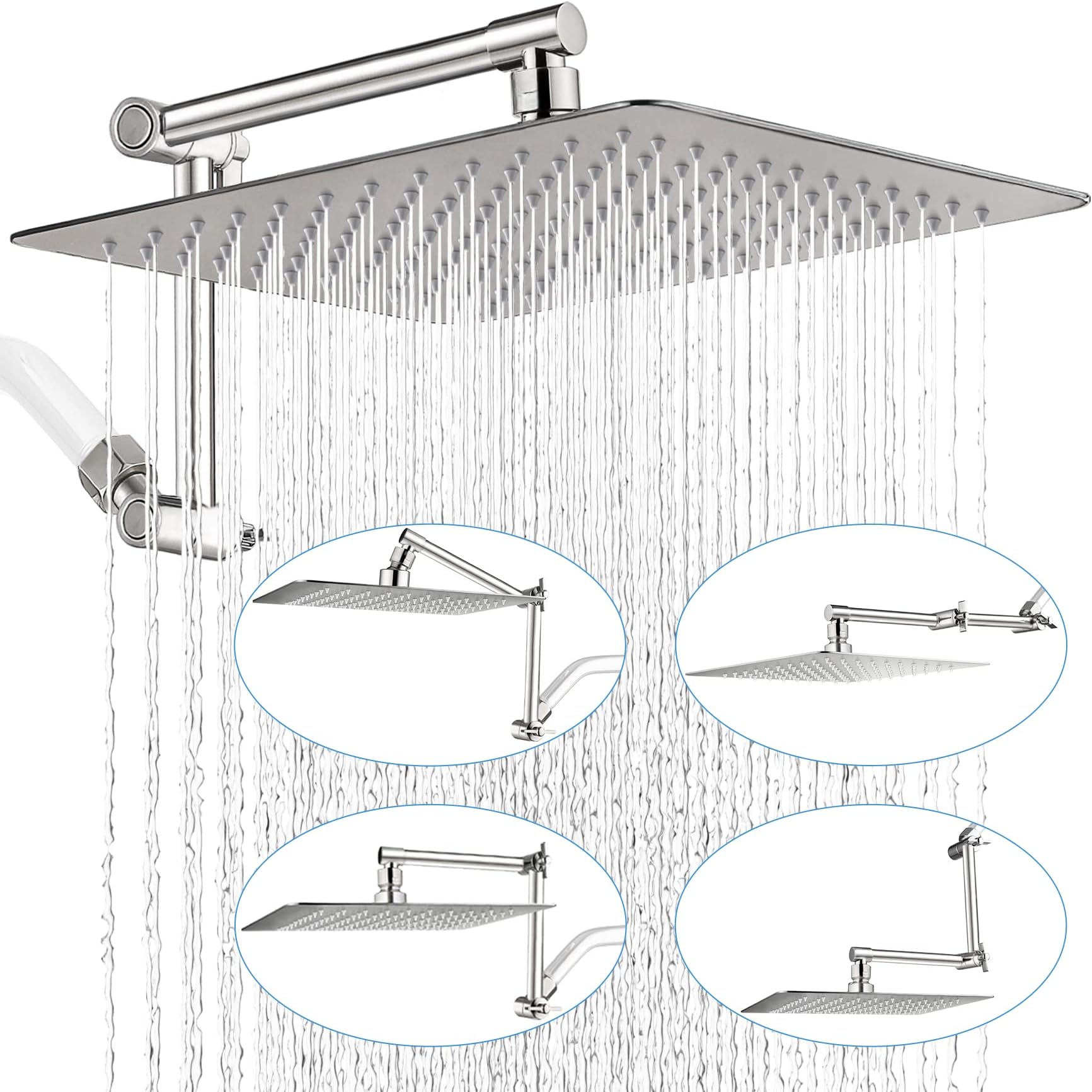 G-Promise All Metal 12 Inch Rain Shower Head with 15" Adjustable ...