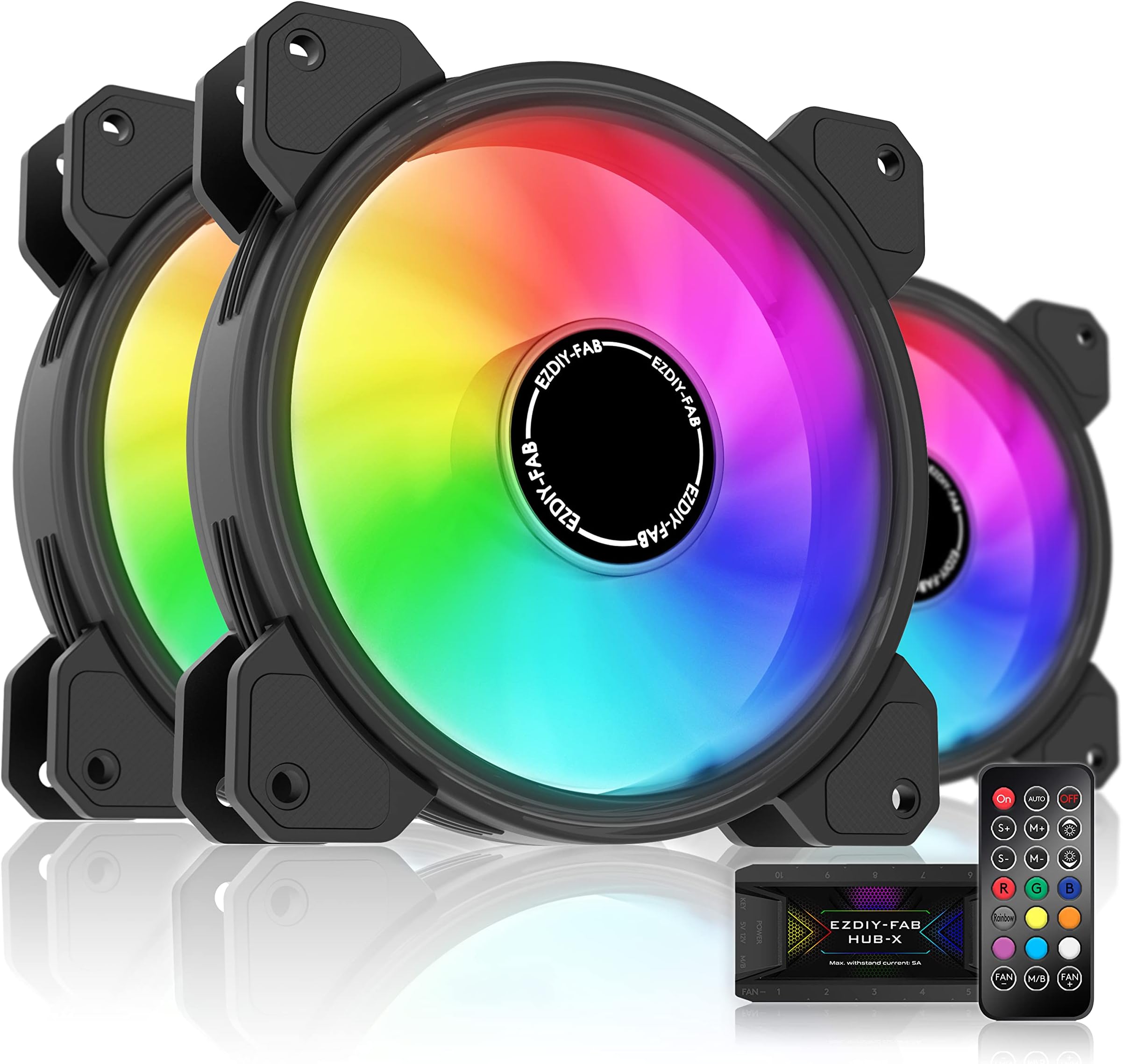 EZDIY-FAB 120mm ARGB Case Fan,Motherboard Aura Sync Fan, High Airflow ...