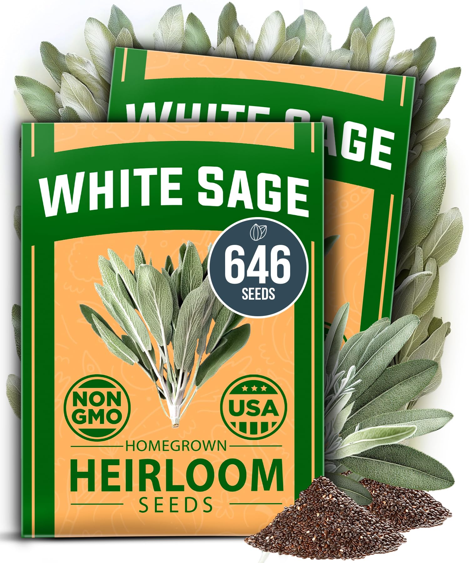 Amazon.com : HOME GROWN White Sage Seeds Pack - 646 Bulk Non-GMO ...