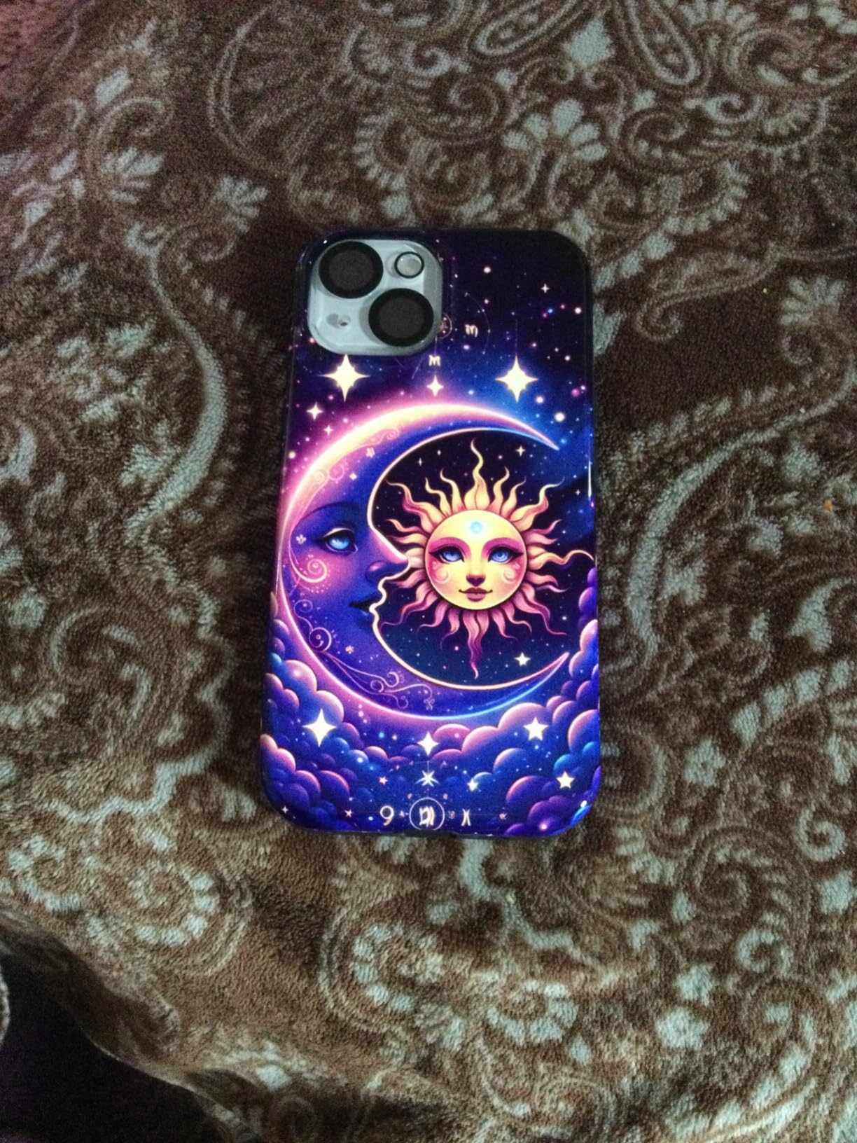 Amazon.com: iPhone 12 Pro Max Blue and Purple Celestial Sun and Moon ...