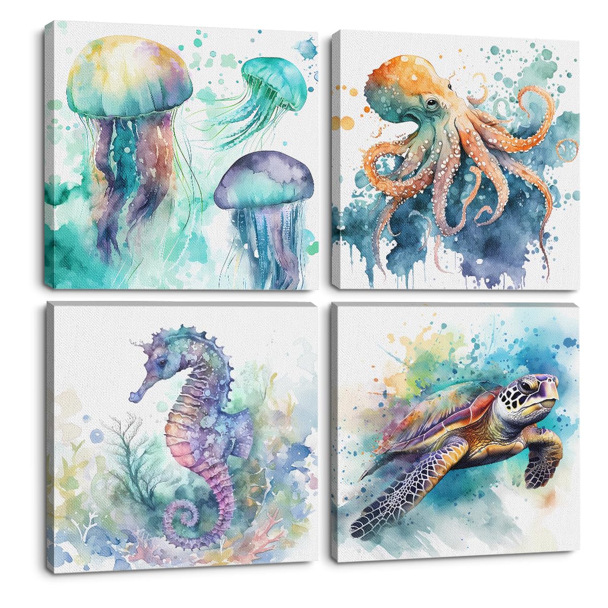 Amazon.com: 4PCS Sea Animals Room Decor Jellyfish Sea Turtle Decor ...