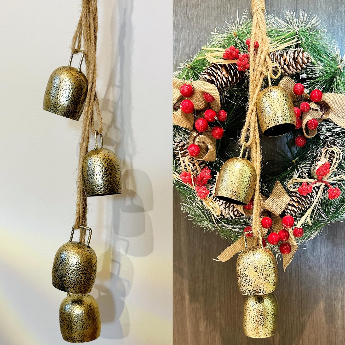 Vintage Rustic Metal Harmony Large Cow Bells Jingle Christmas Tree ...