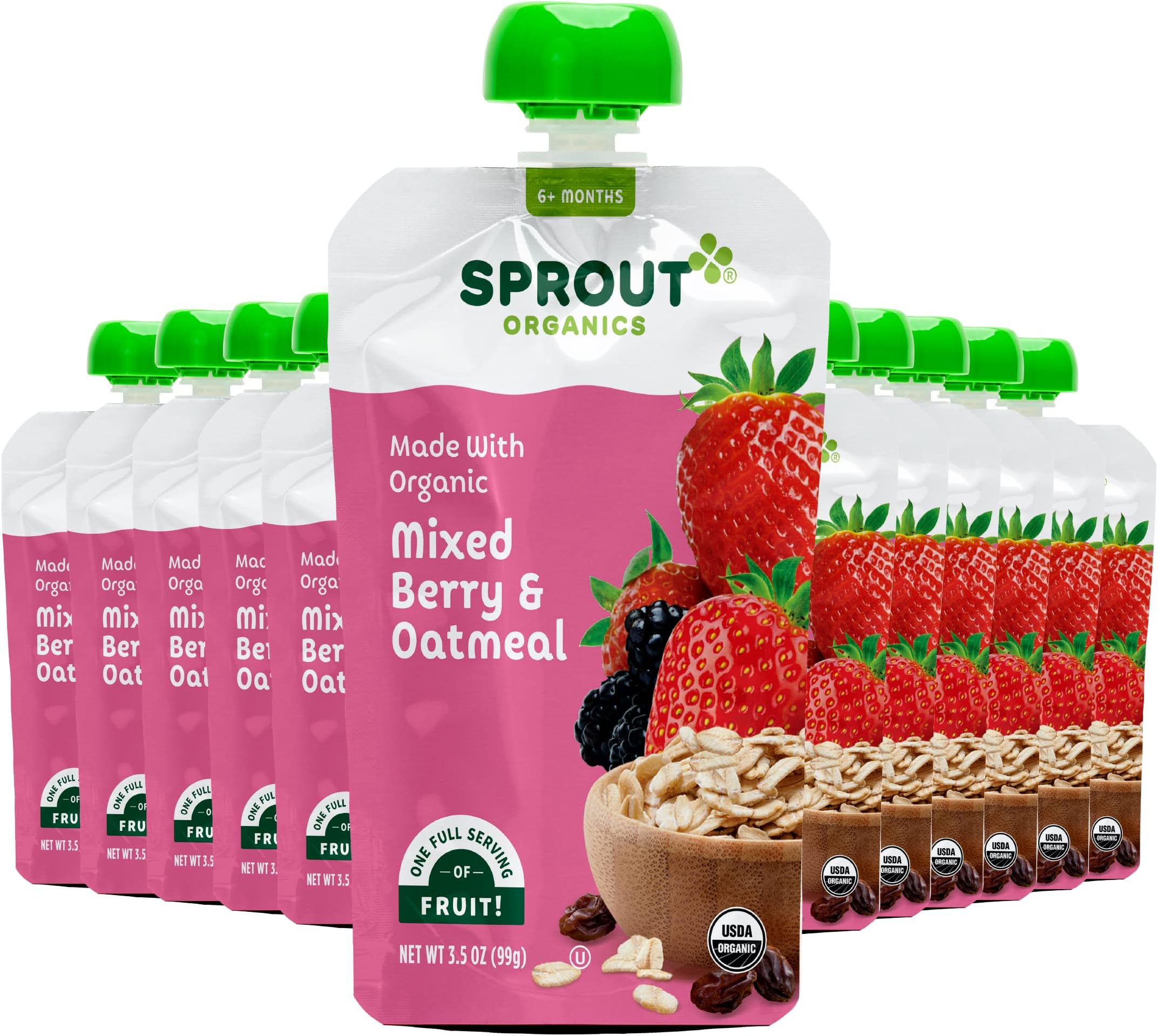 Amazon.com : Sprout Organics, Mixed Berry & Oatmeal, 6+ Month Pouches ...