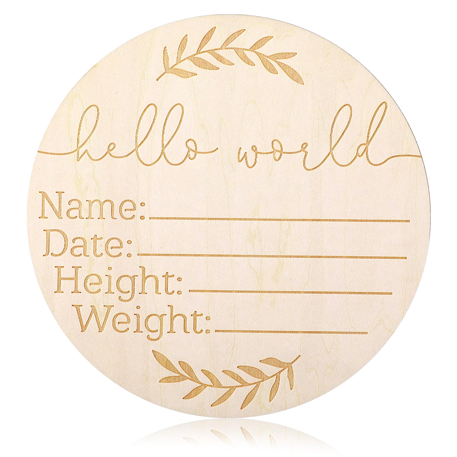 Baby Birth Announcement Sign Wooden Hello World Newborn Sign Round ...