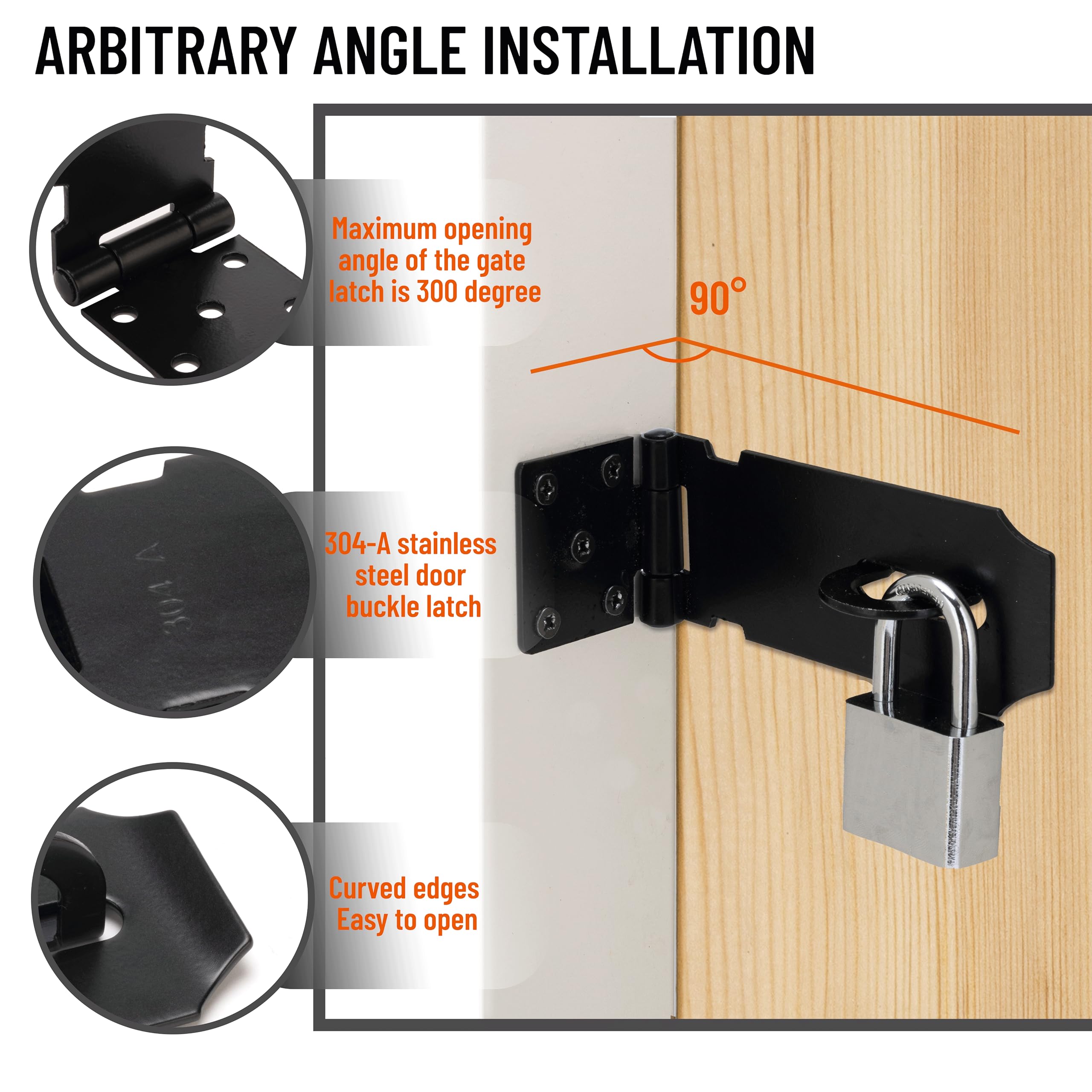 Snapklik.com : 5"Heavy Duty Door Lock Hasp Latch-2 Pack