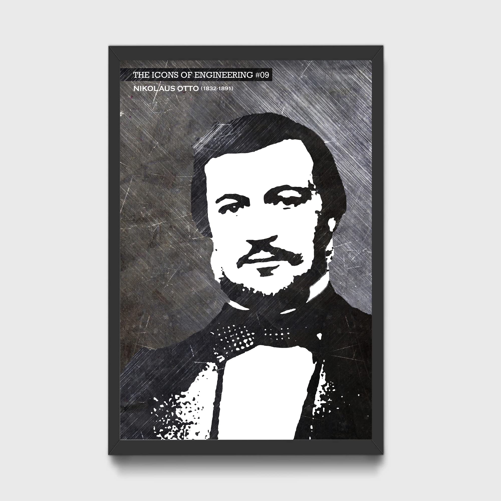 A4 Black Frame Nikolaus Otto Art Print The Icons Engineering ...
