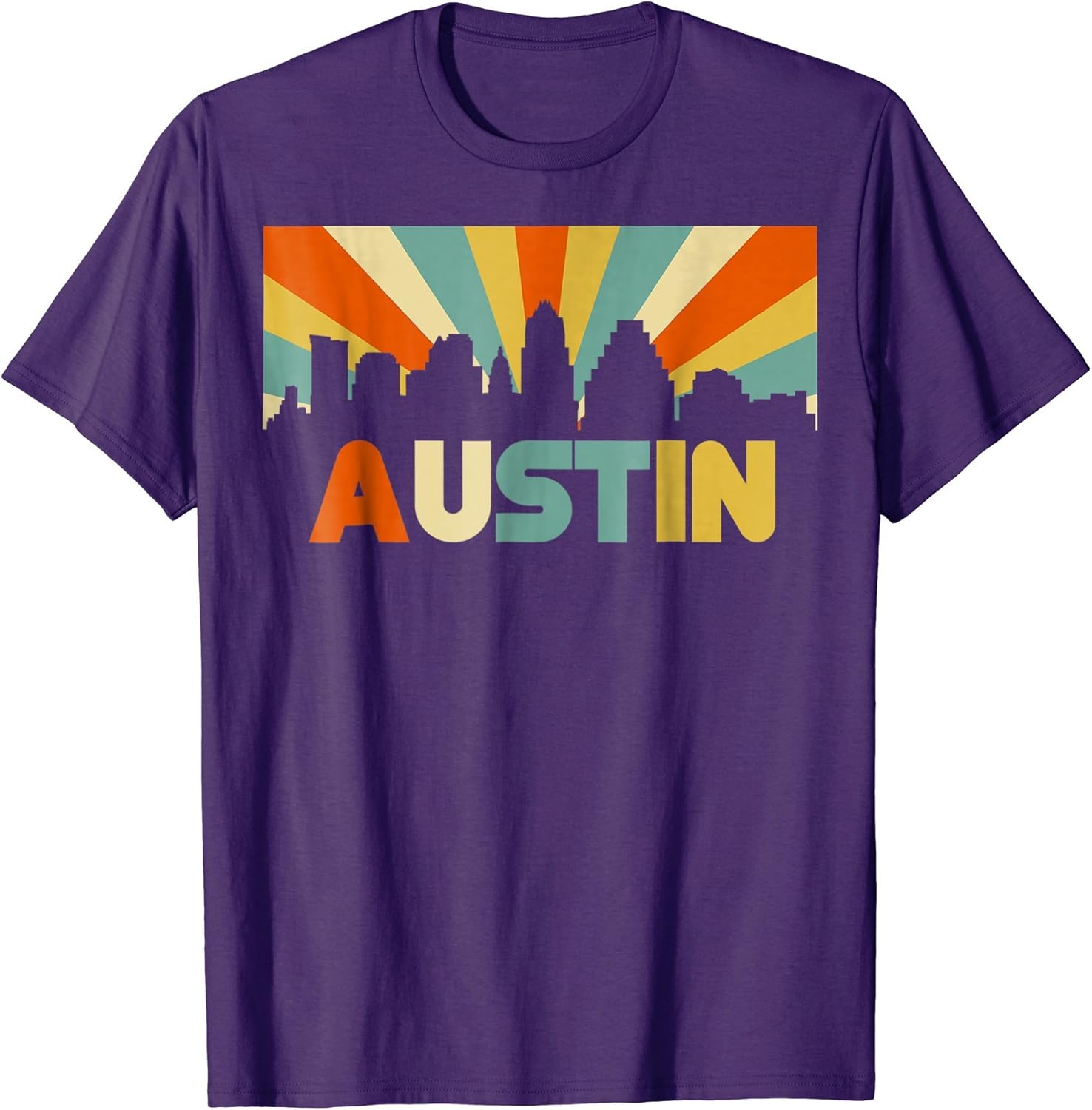 Amazon.com: Austin City Retro Vintage T-Shirt, Austin Disco 70s Texas ...