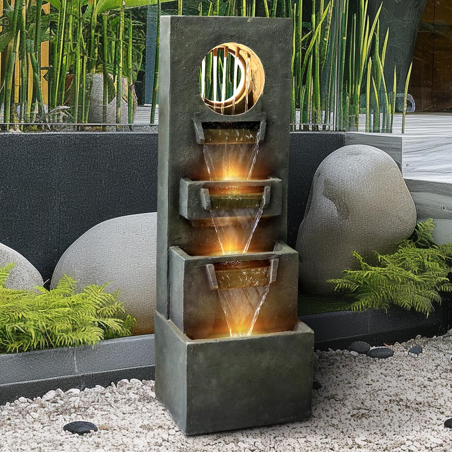 Amazon.com : chillscreamni Modern Indoor Outdoor Waterfall Fountain ...