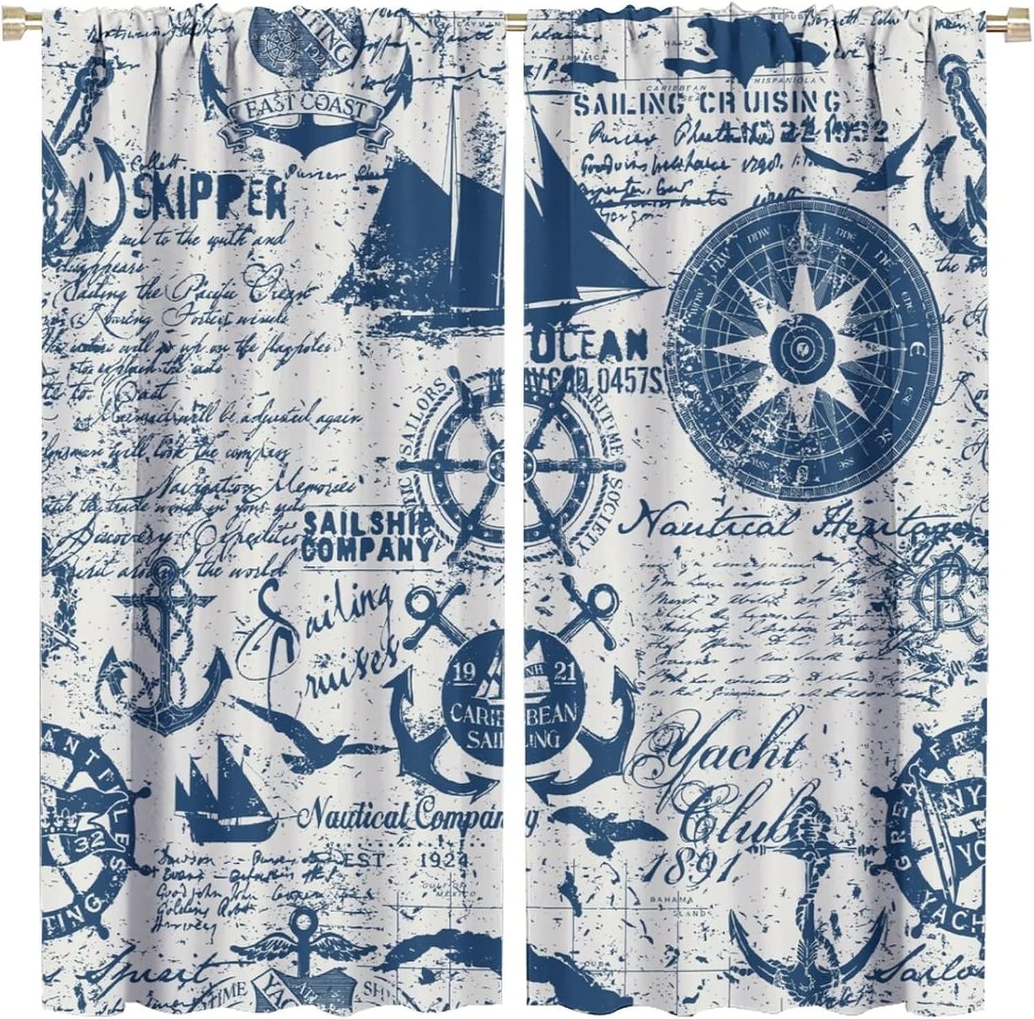 Amazon.com: Nautical Blackout Curtain Aviation Nautical Ocean Sailing ...
