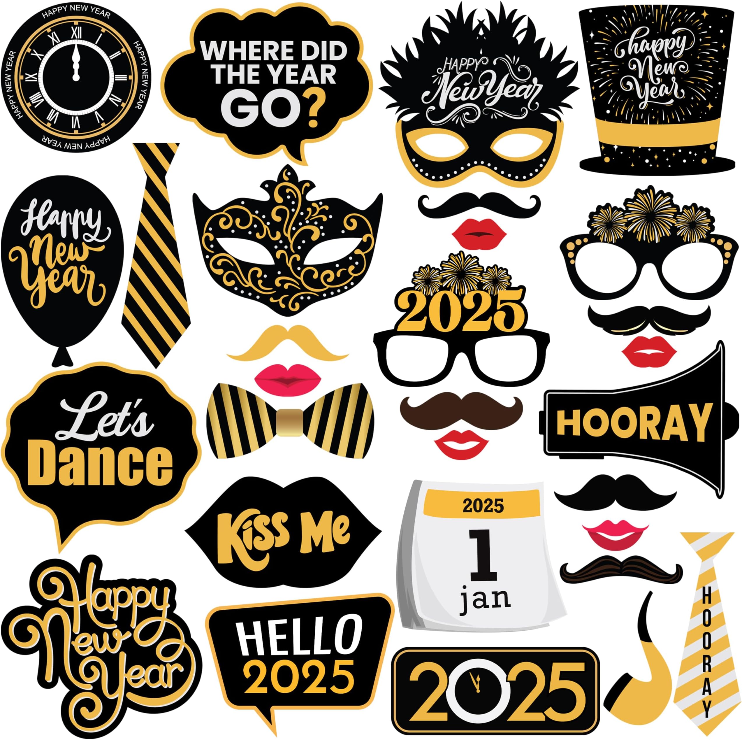 Amazon.com: KatchOn, New Years Photo Booth Props 2025 - Pack of 25 ...
