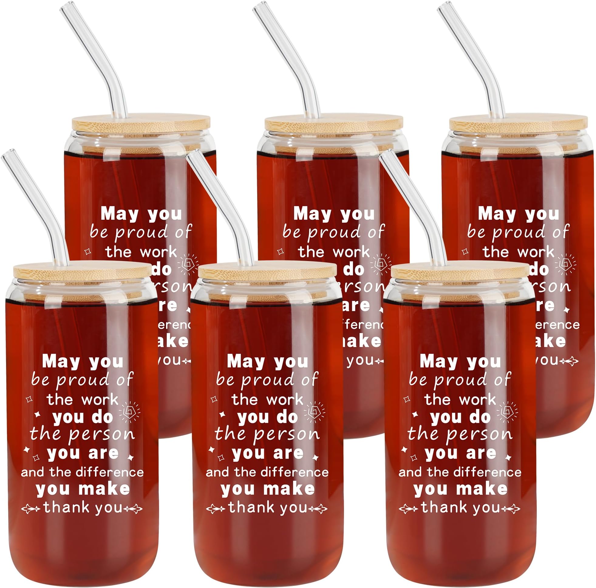 Amazon.com | Nitial 6 Pack Employee Appreciation Gifts 24oz Glass Cups ...