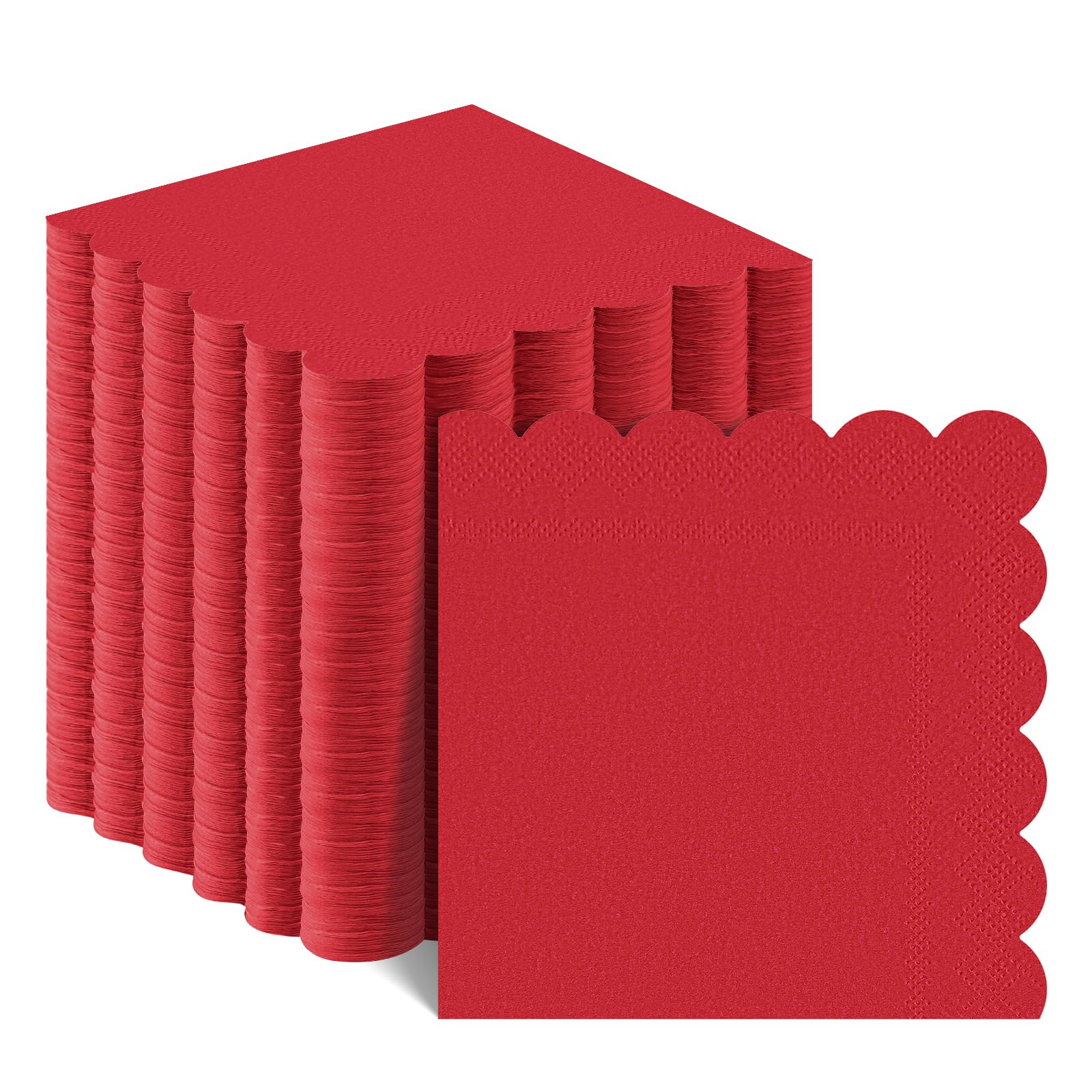 Amazon.com: NatNarr 240 Pcs Red Napkins,Scalloped Red Cocktail Napkins ...