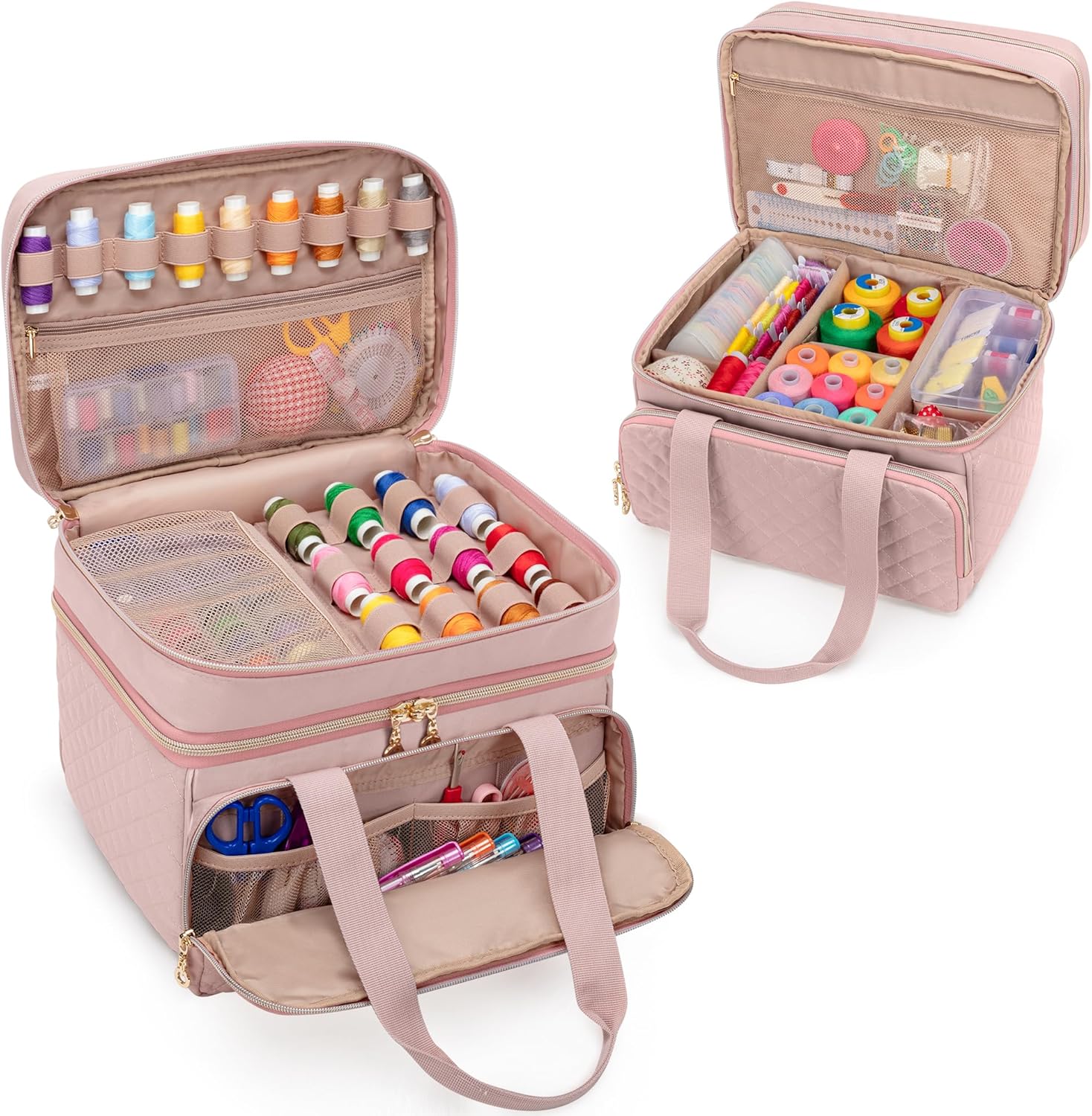 Amazon.com: YARWO Double-Layer Sewing Supplies Organizer with 5 ...