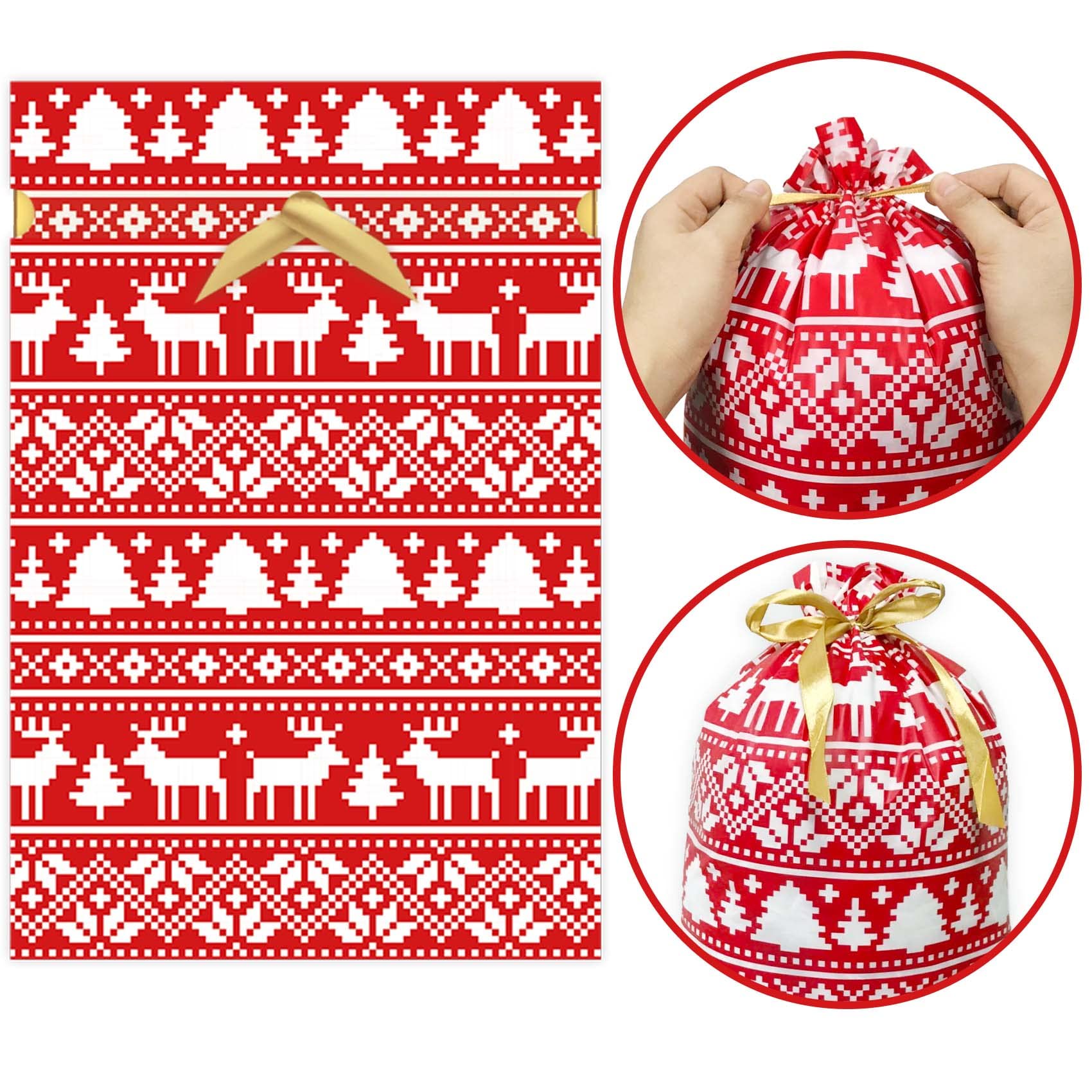 Christmas Gift Bags 10 PCS Christmas Drawstring Gift Bags With Tags ...