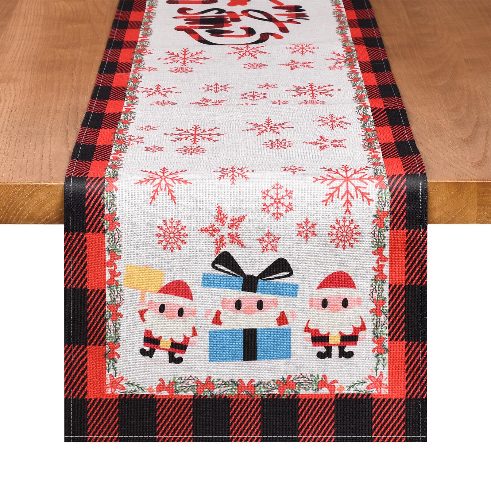 Santa Red Christmas Table Runner, Merry Seasonal Christmas Xmas Kitchen ...
