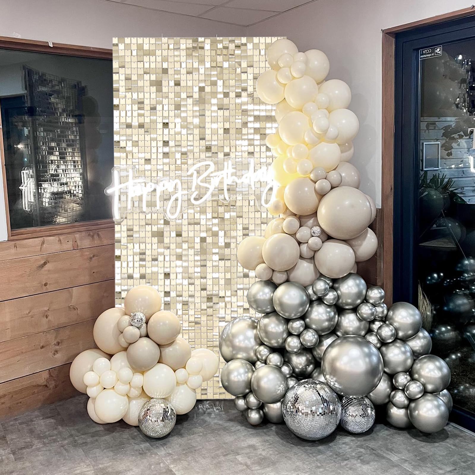 Backdrop Light Gold Shimmer Panels Backdrop - 36 Sequin Panels Shimmer Wall