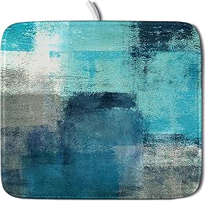 Amazon.com: Sweetshow Turquoise Teal Grey Dish Drying Mat for Kitchen ...