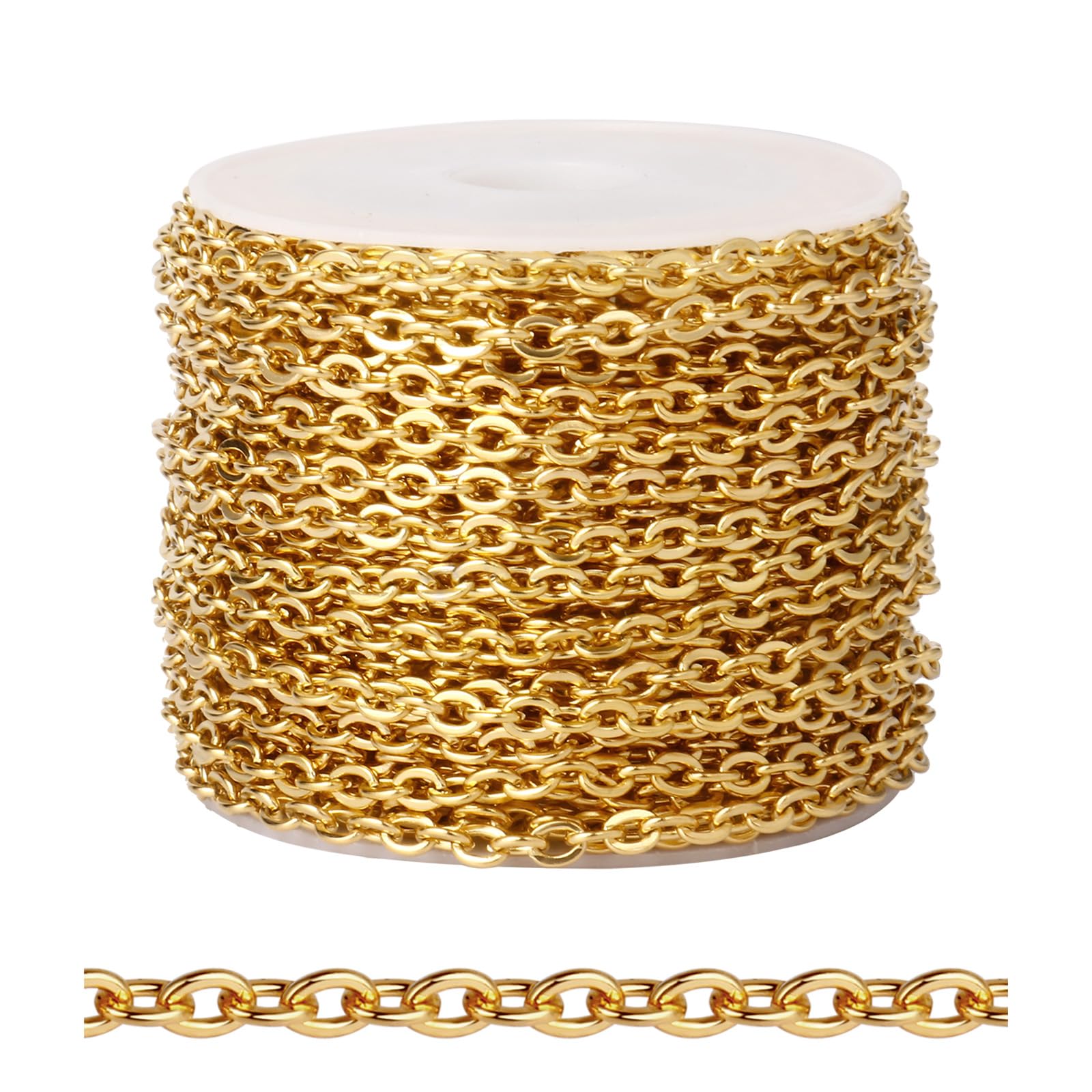 Amazon.com: [33 FT] 18K Gold PVD Plated Cable Chains Bulk for Jewelry ...