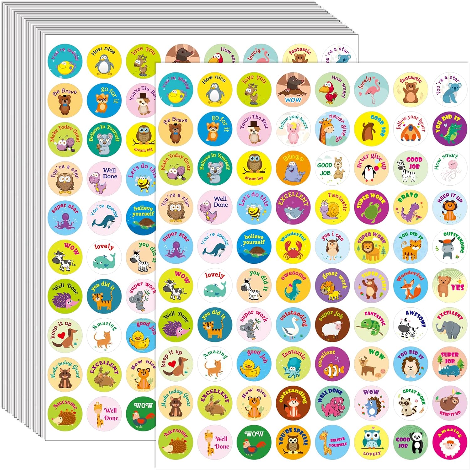 Buy 1600 Pieces Animal Reward Stickers for Kids, 1 Inch Teacher ...