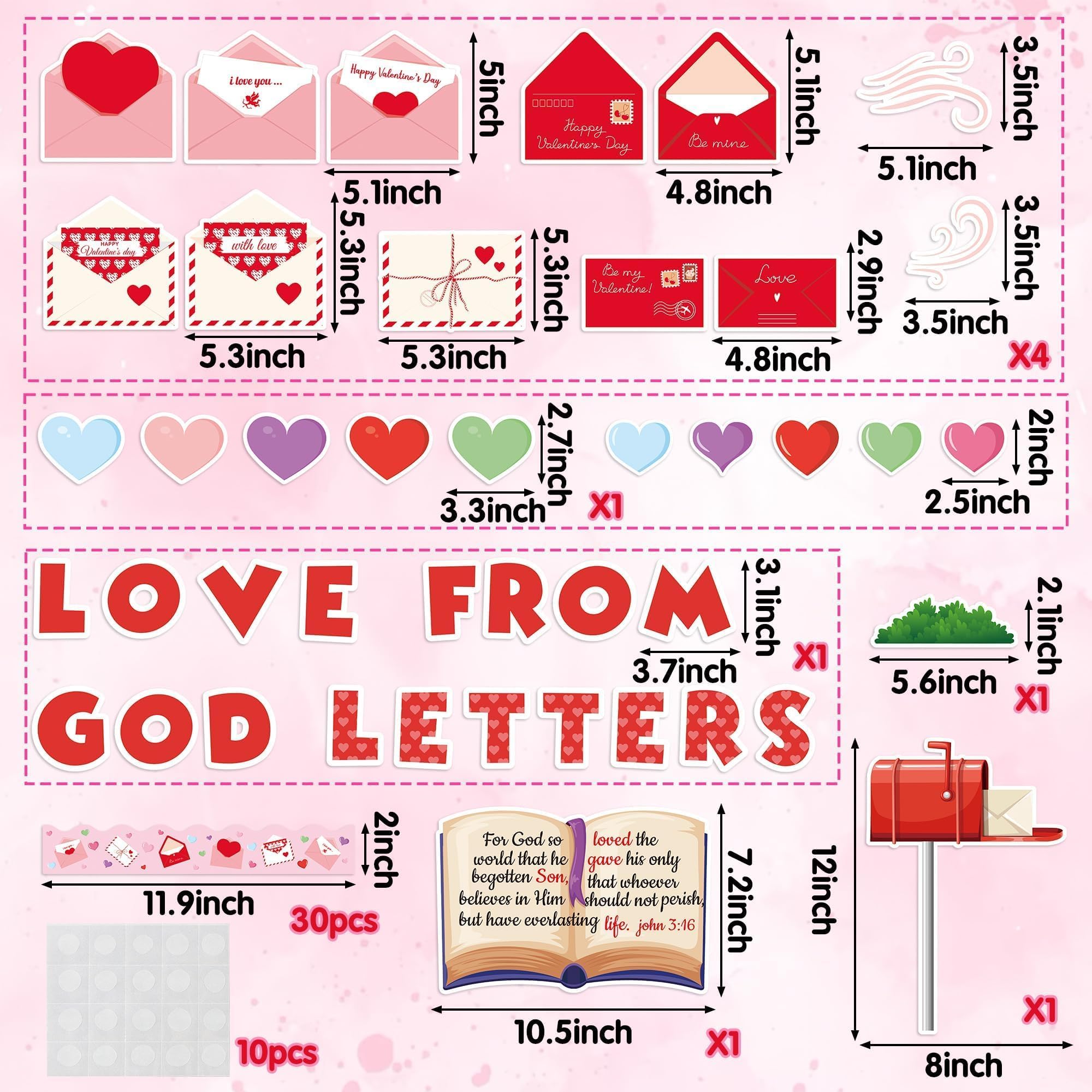 Snapklik.com : Valentines Day Letters Bulletin Board Cutouts, 119 Love ...