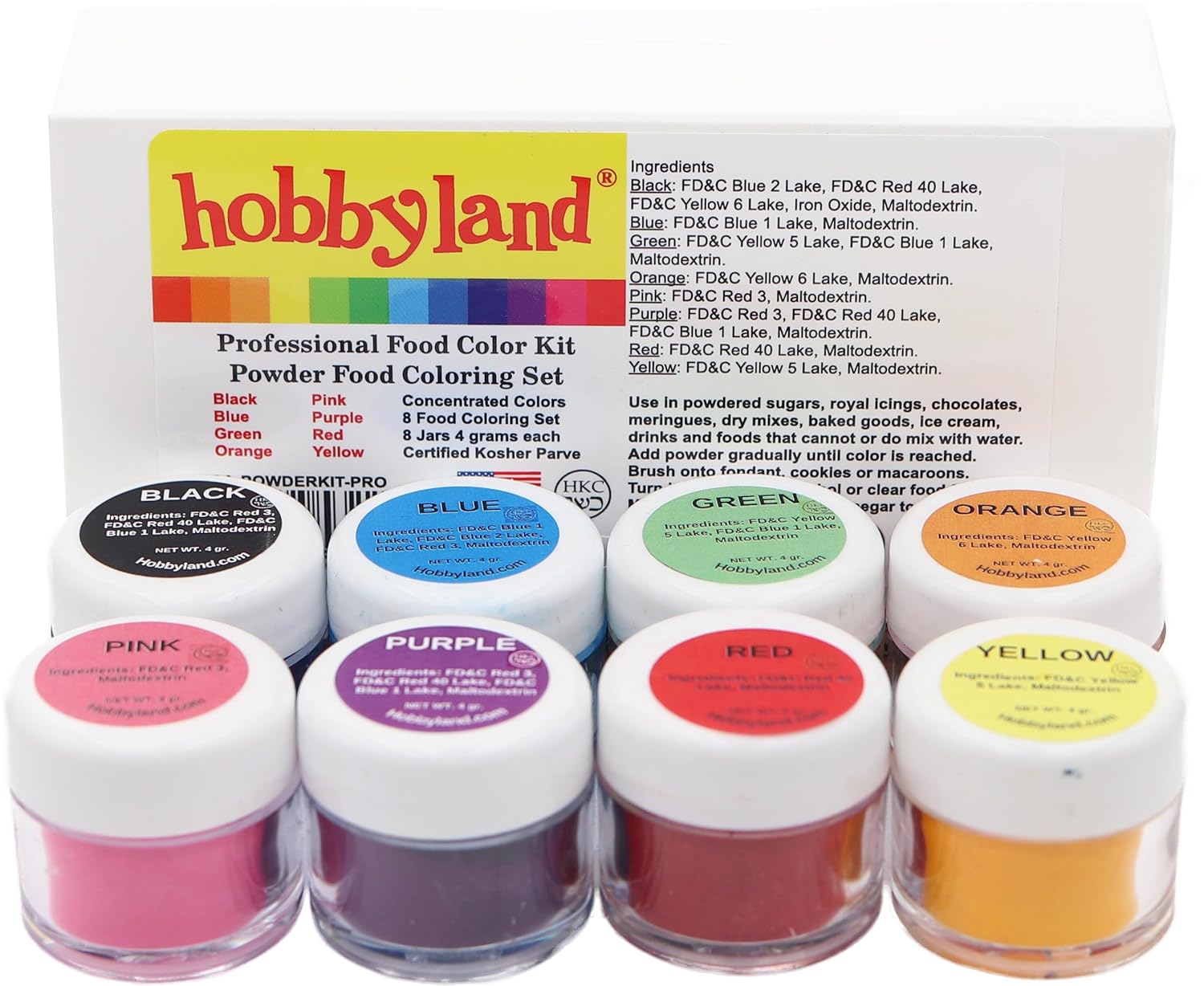 Amazon.com : Hobbyland Powder Food Color Kit, Professional Powder Food ...