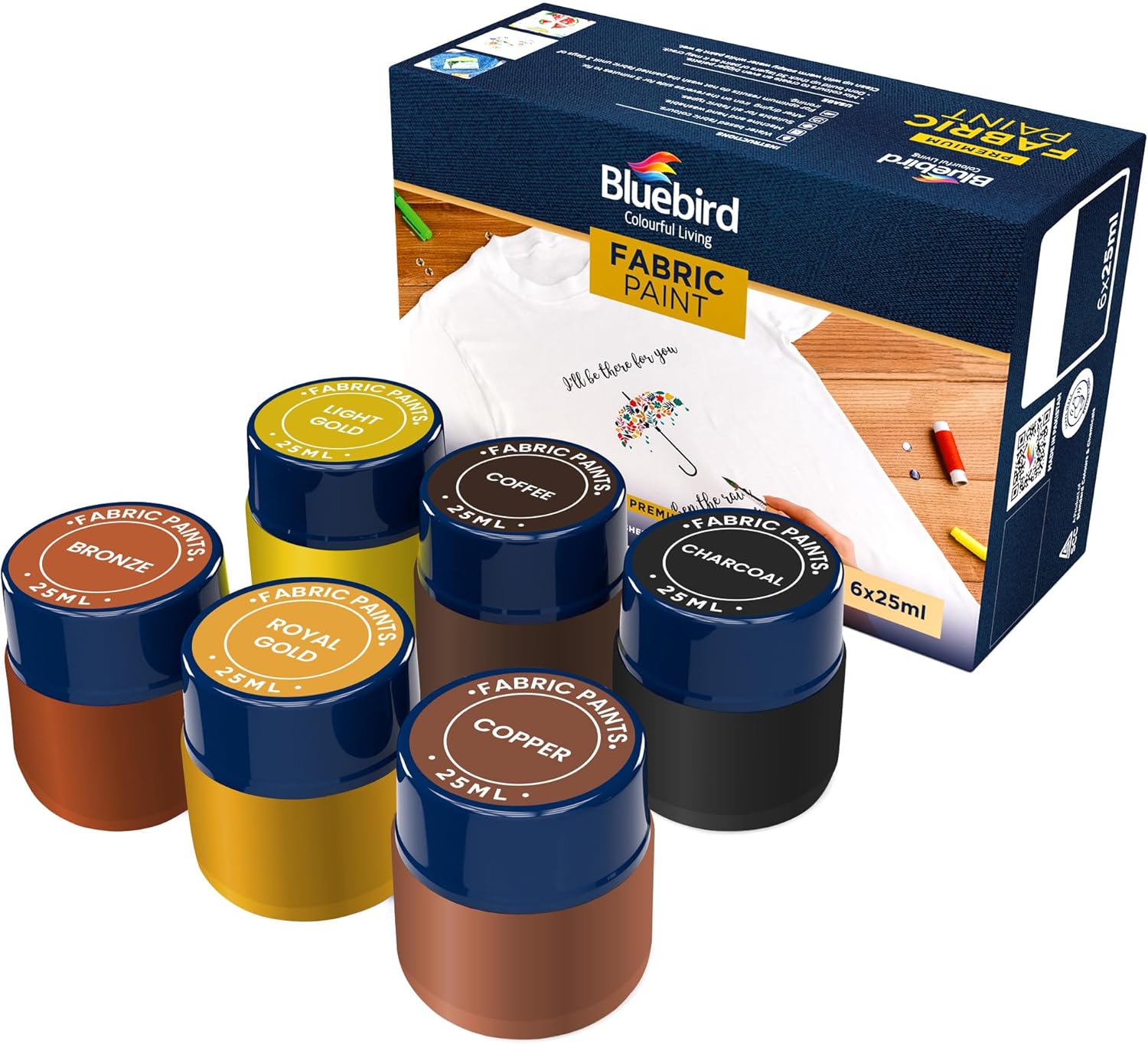 Amazon.com: BLUEBIRD 6-Pack Fabric Paint, Pearlescent Colors, 0.85 Fl ...