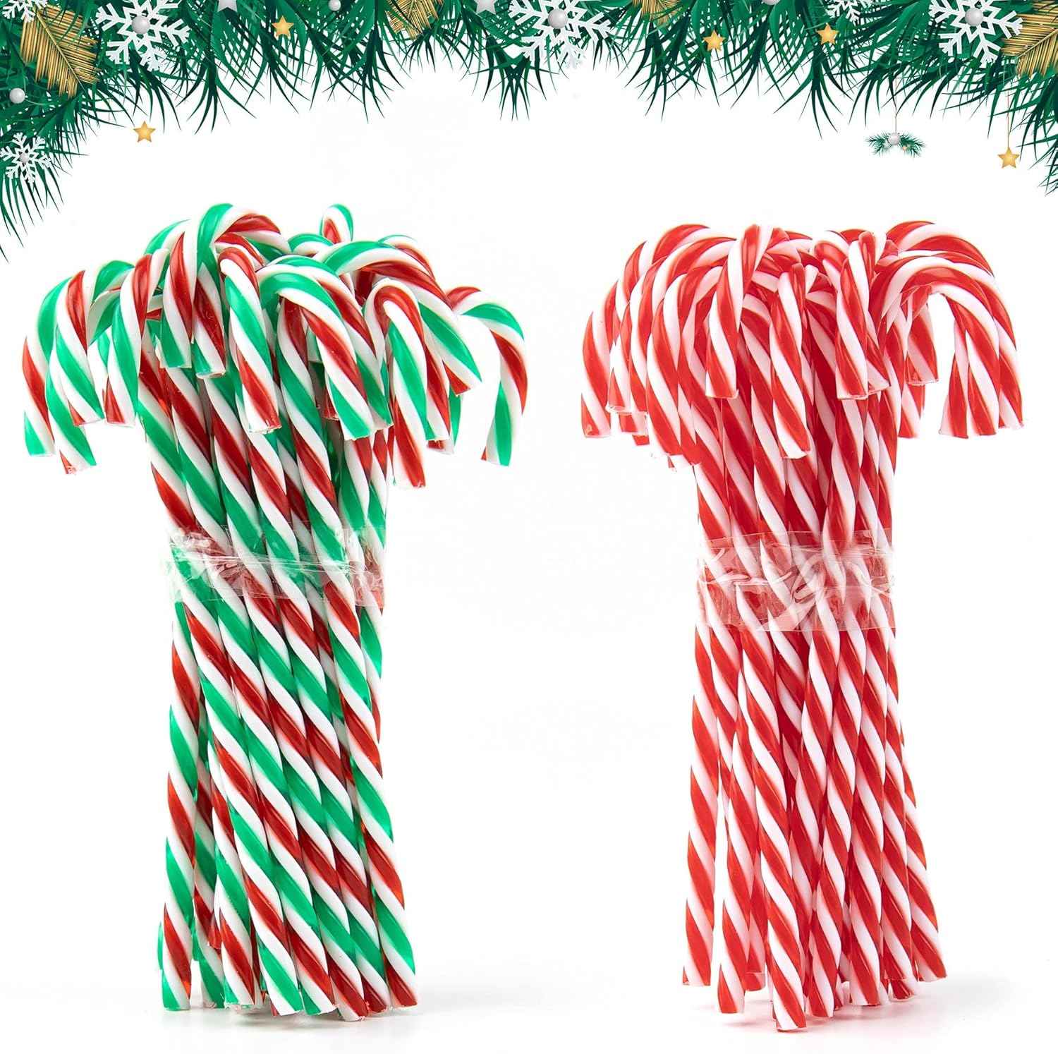 Amazon.com: Framendino, 50 Pack Christmas Plastic Candy Cane Ornaments ...