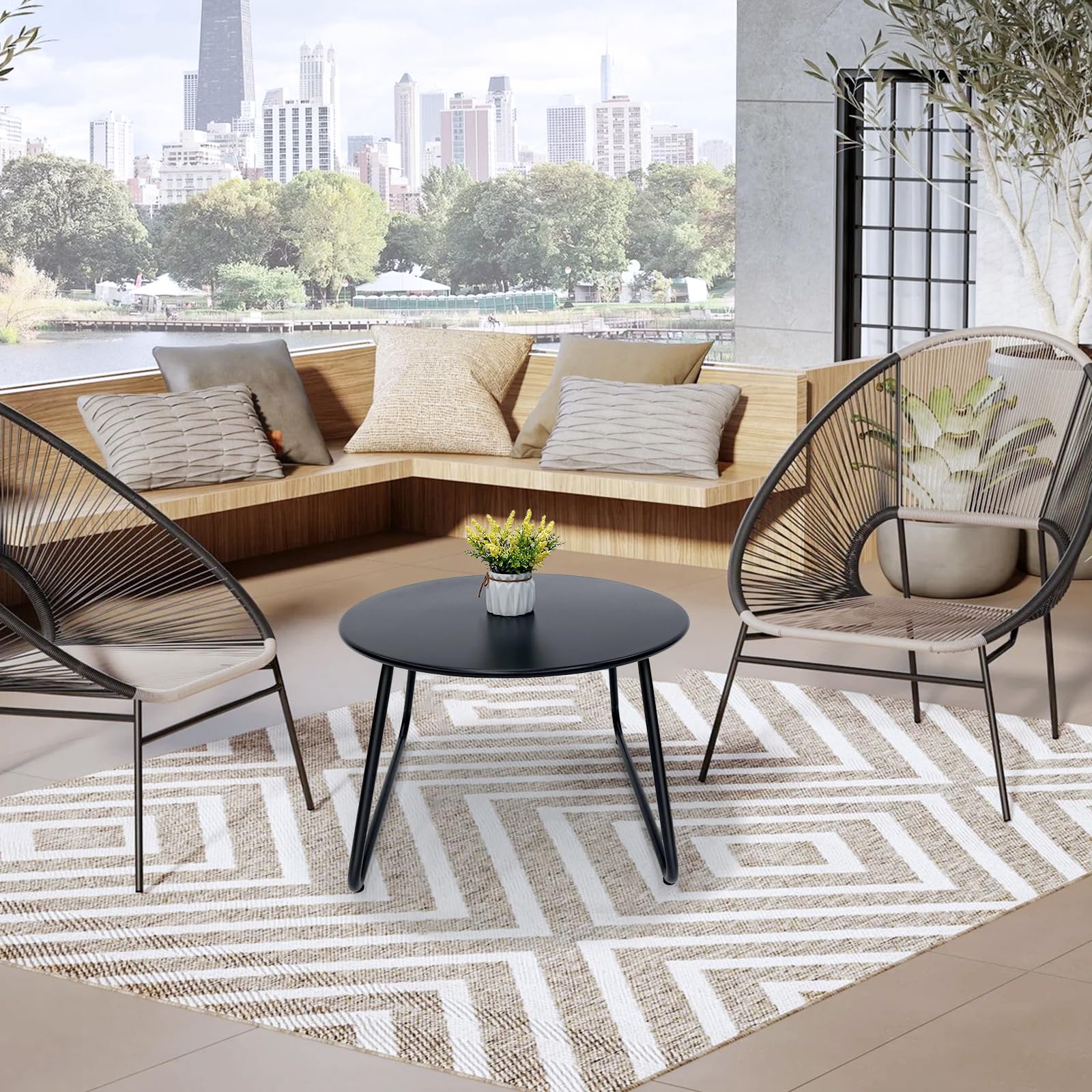 Snapklik.com : Patio Outdoor Coffee Table, Metal Steel Round Outdoor ...