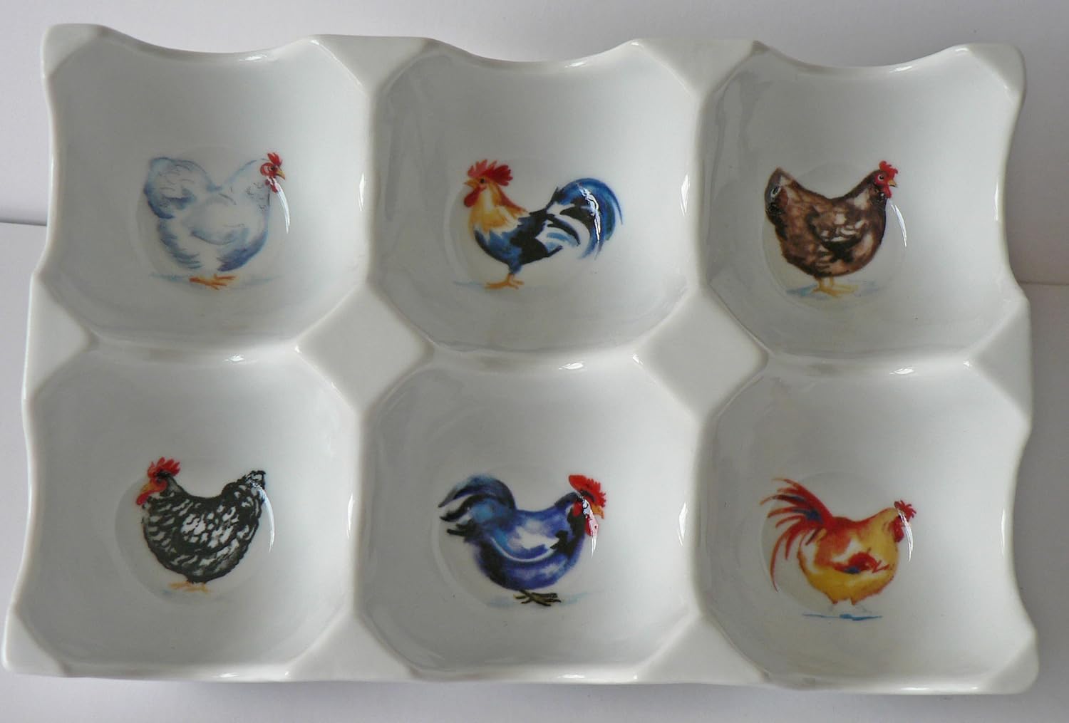 crackinchina Chicken 6 egg holder Ceramic tray to hold 6 eggs : Amazon ...