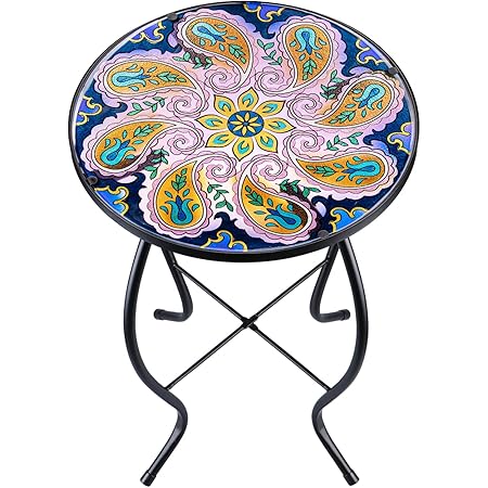 Amazon.com: MUMTOP Outdoor Side Table - Small Mosaic Patio Table ...