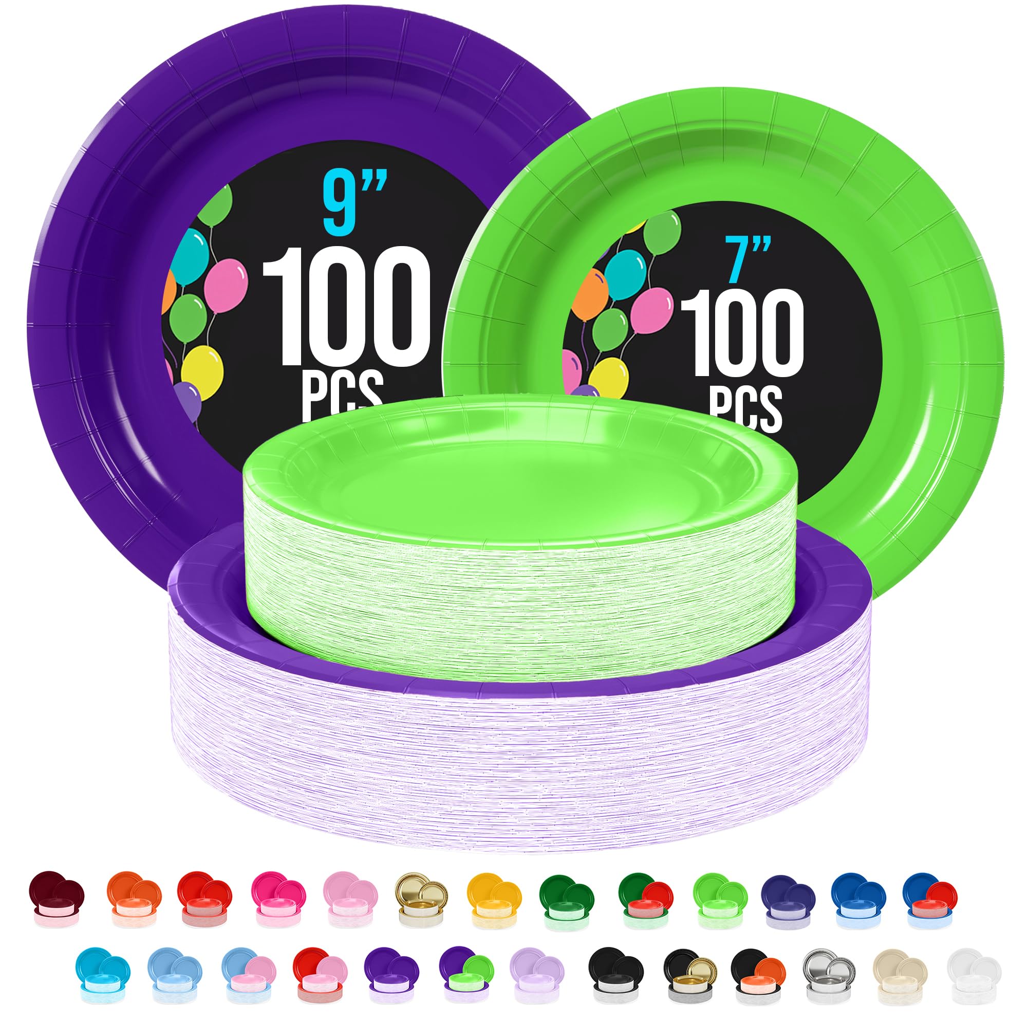 Amazon.com: Exquisite Purple & Lime Paper Plates 200 Pack - 7"" Lime ...