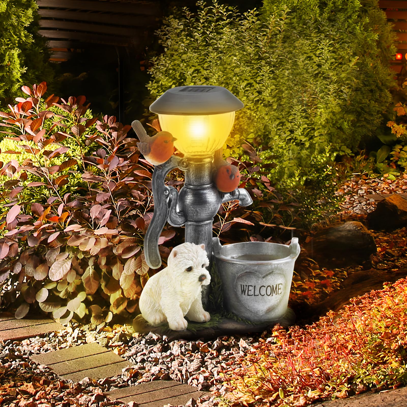 DIYARTS Garden Statue Ornament Light, Animals Climbing Solar Lights ...
