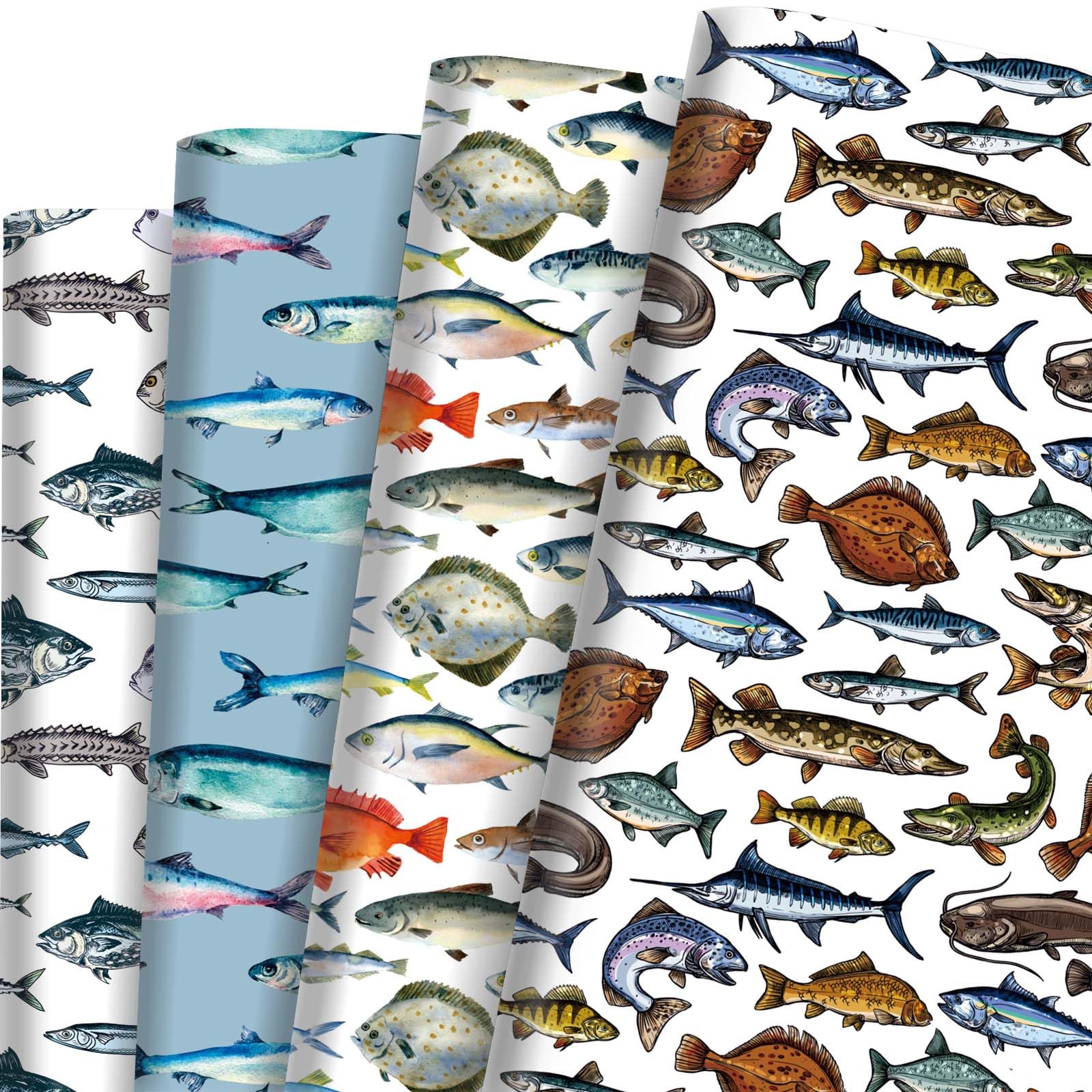 Amazon.com: Sanixin 12 Sheets 28 * 20 Inches Fishing Gift Wrapping ...