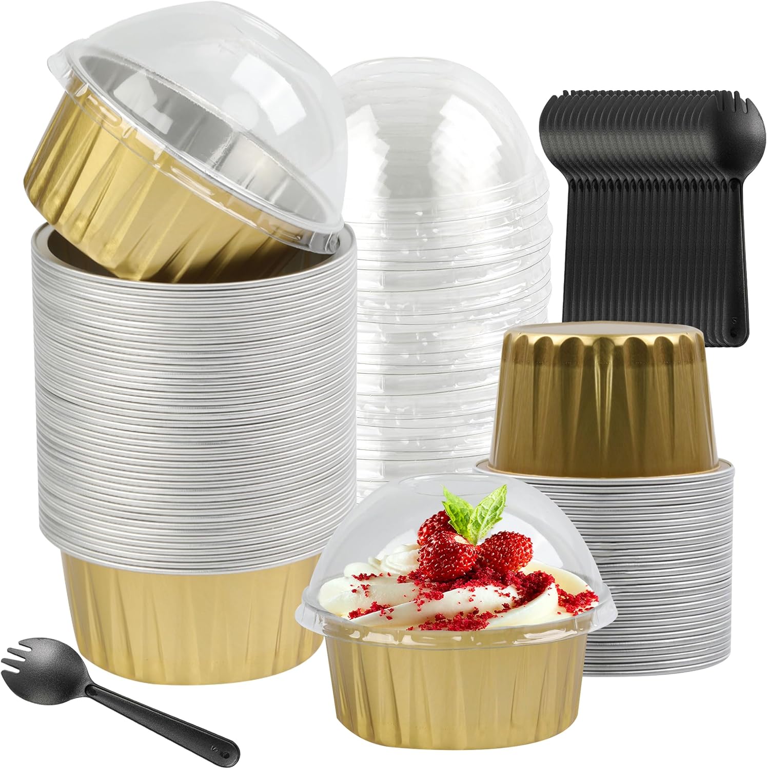 Amazon.com: Disposable Aluminum Foil Cups, BAKINGPAK 50PCS 4OZ Mini ...