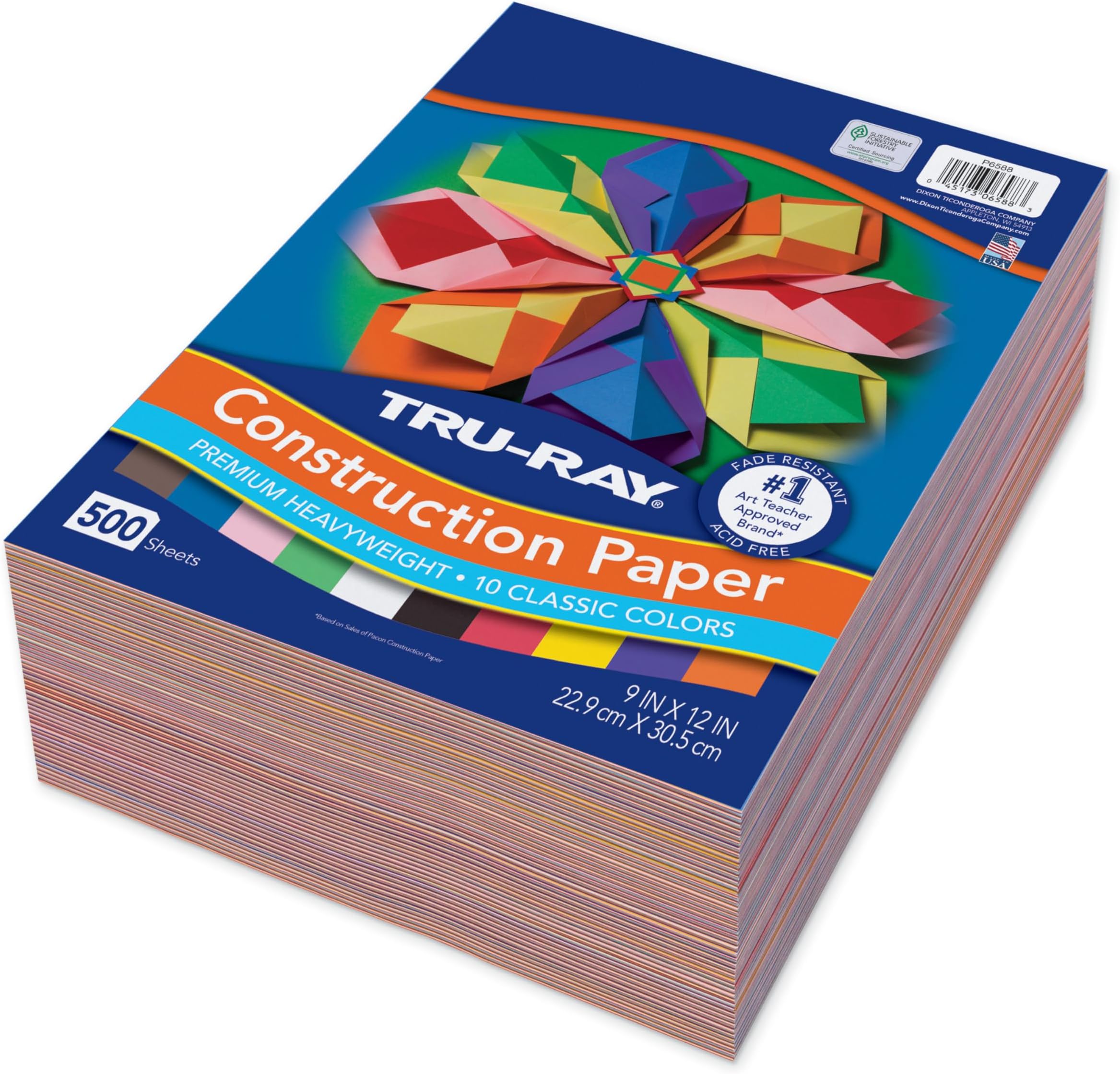 Tru-Ray (P6588-4) Heavyweight Construction Paper Bulk Assortment, 10 ...