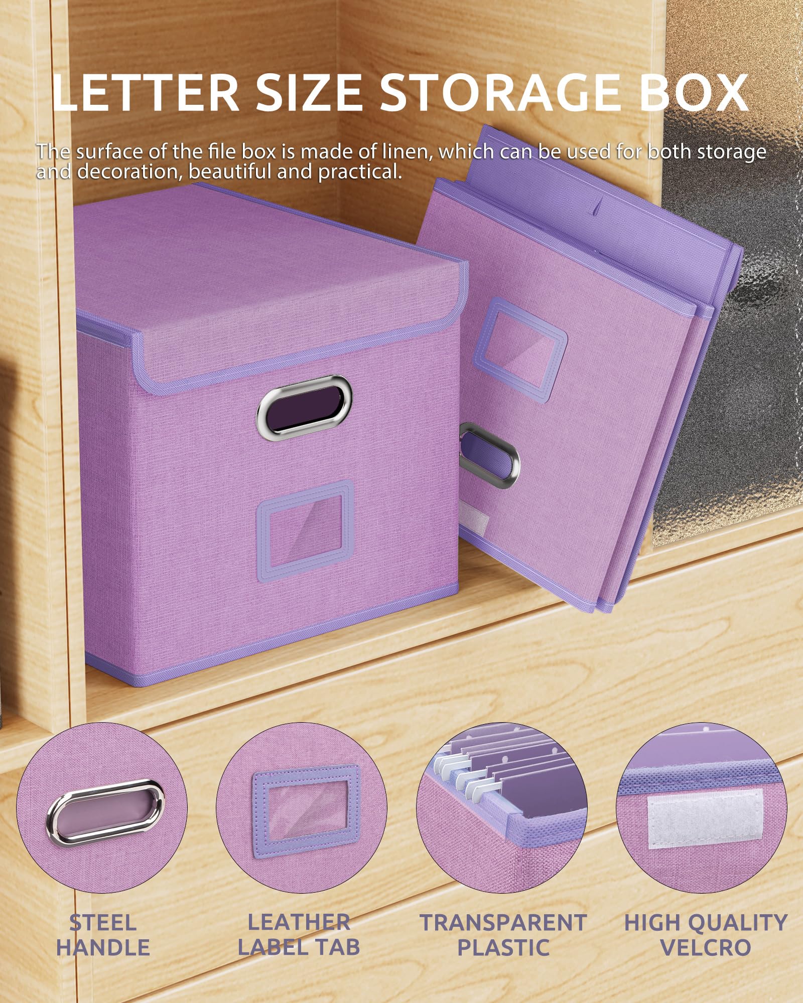 Snapklik.com : Oterri Lavender Portable Collapsible File Organizer Box ...