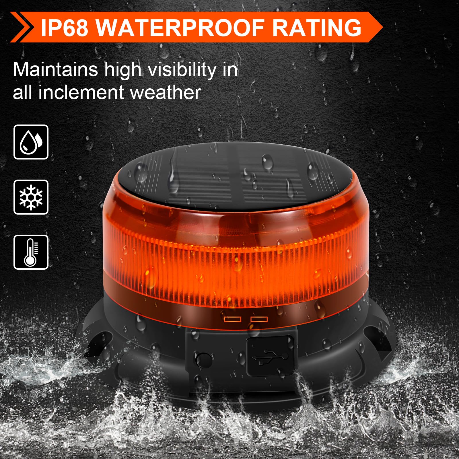 Snapklik.com : Wireless Solar Beacon Lights Amber Strobe Lights 30W ...