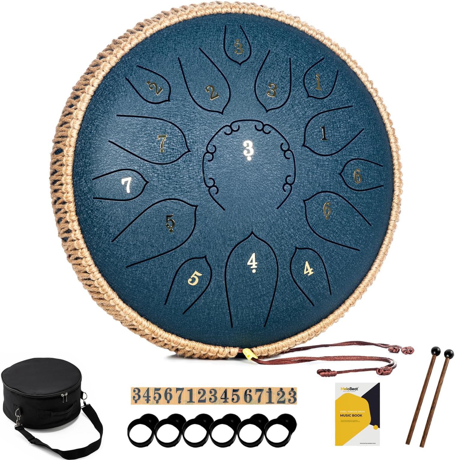 MeloBeat Steel Tongue Drum - 12 Inch 15 Notes Tongue Drum - Hand Pan ...