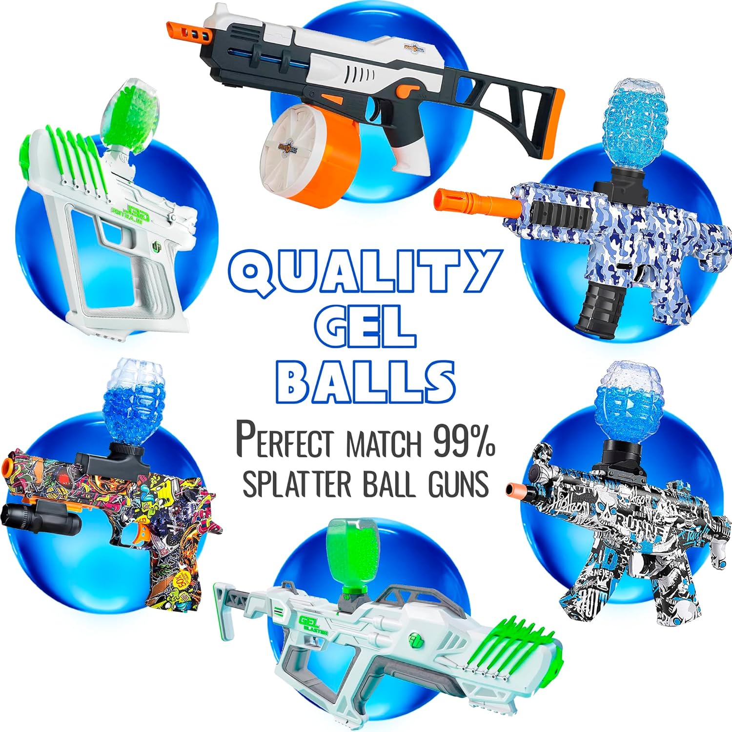 Gel Blaster Ammo Balls 7-8 mm Eco Friendly, Non-Toxic, Water Gel Balls ...