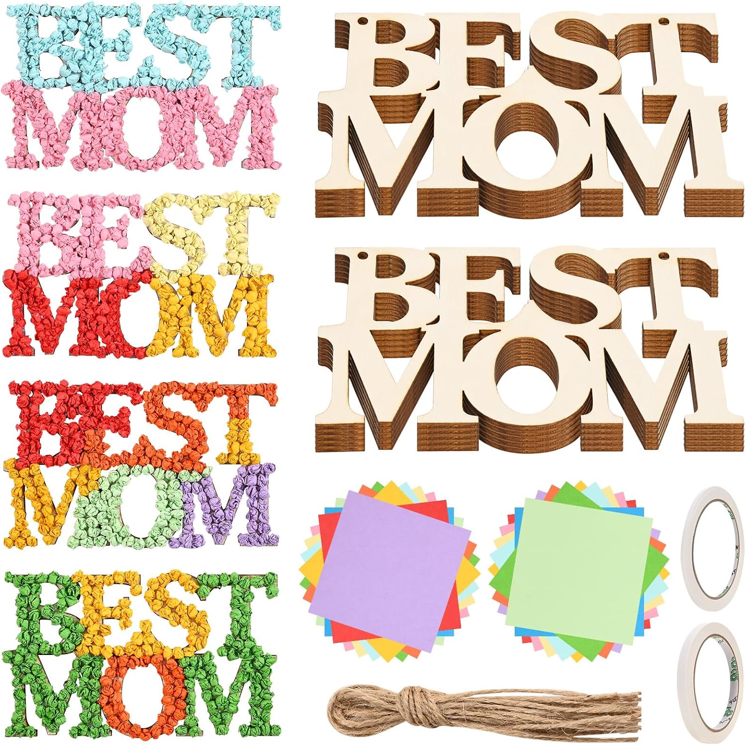 Amazon.com: Sanixin 10 Packs Best MOM Unfinished Wood Crafts Make Your ...