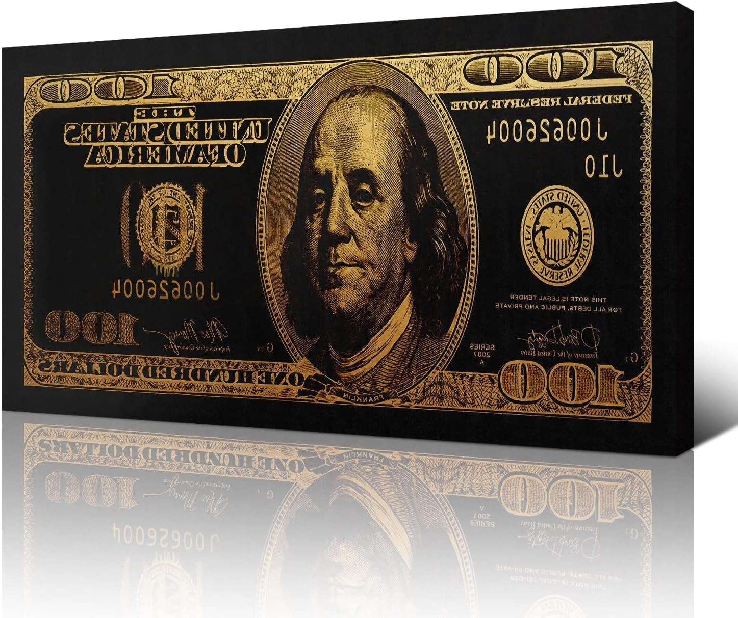 Amazon.com: JUST BREATHE 100 Dollar Bill Wall Art Black Gold Office ...