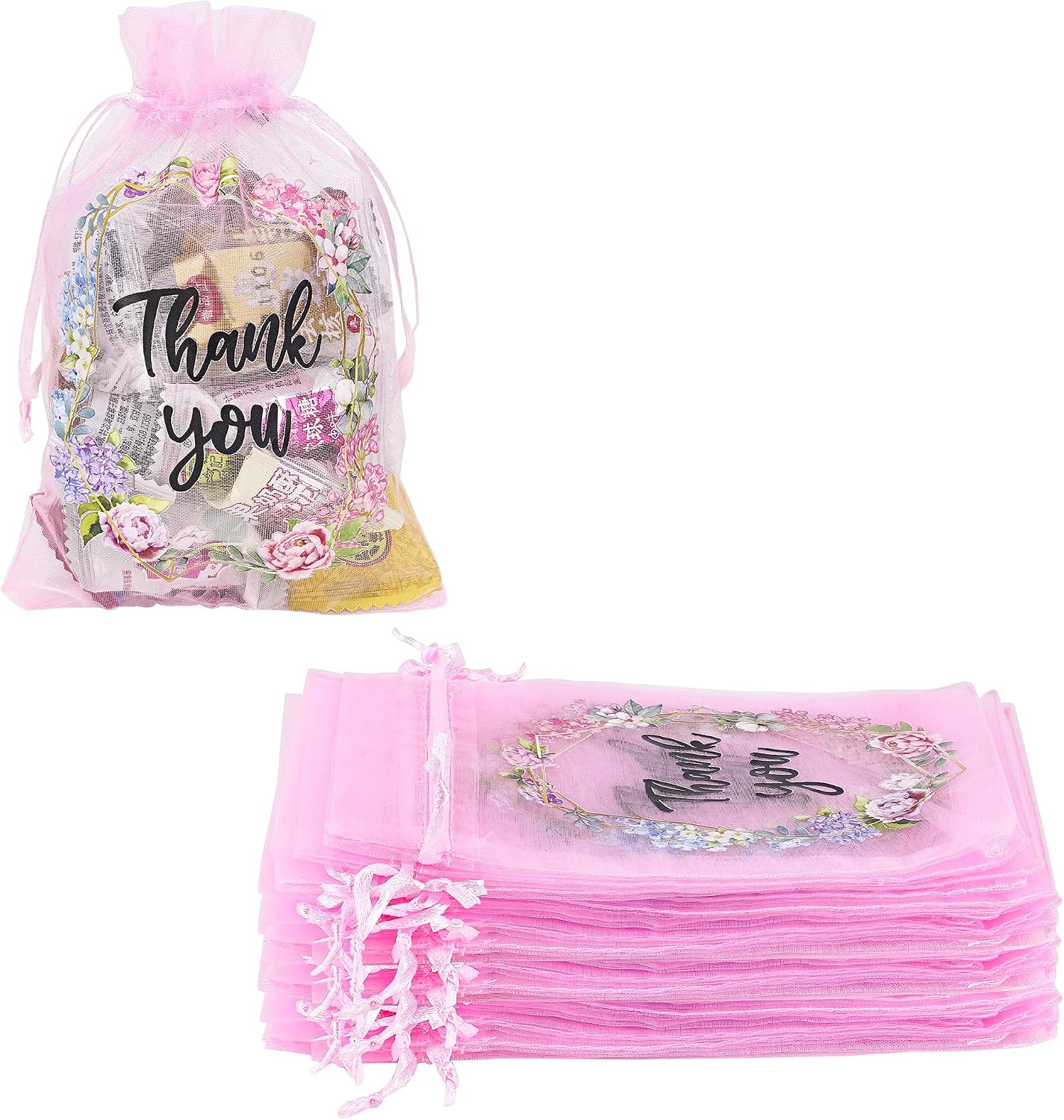 Amazon.com: Biiange Thank You Bags Sheer Organza Bags, Organza Gift Bag ...