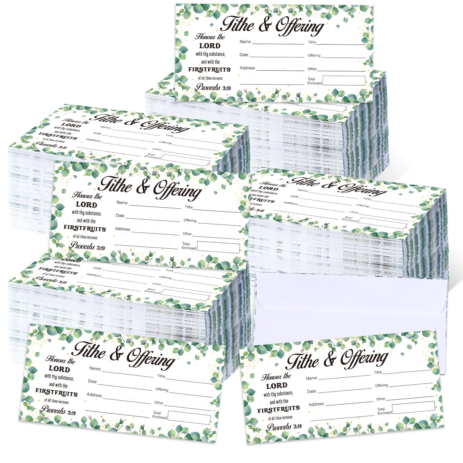 Amazon.com : 1200 Pcs Church Offering Tithe Donation Envelopes Greenery ...