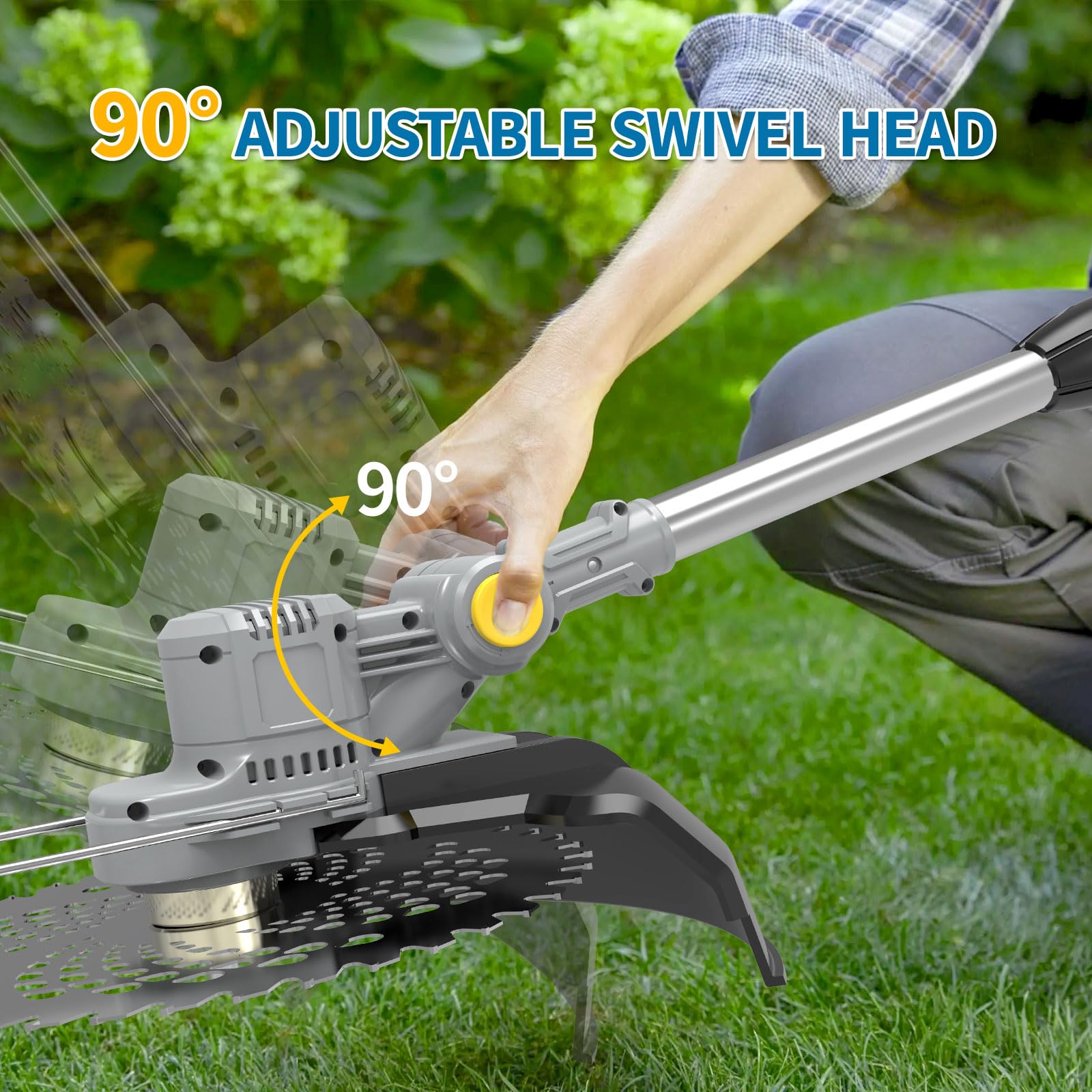 Cordless Weed Eater Battery Powered, 4-in-1 Electric Weed Wacker, 21V ...