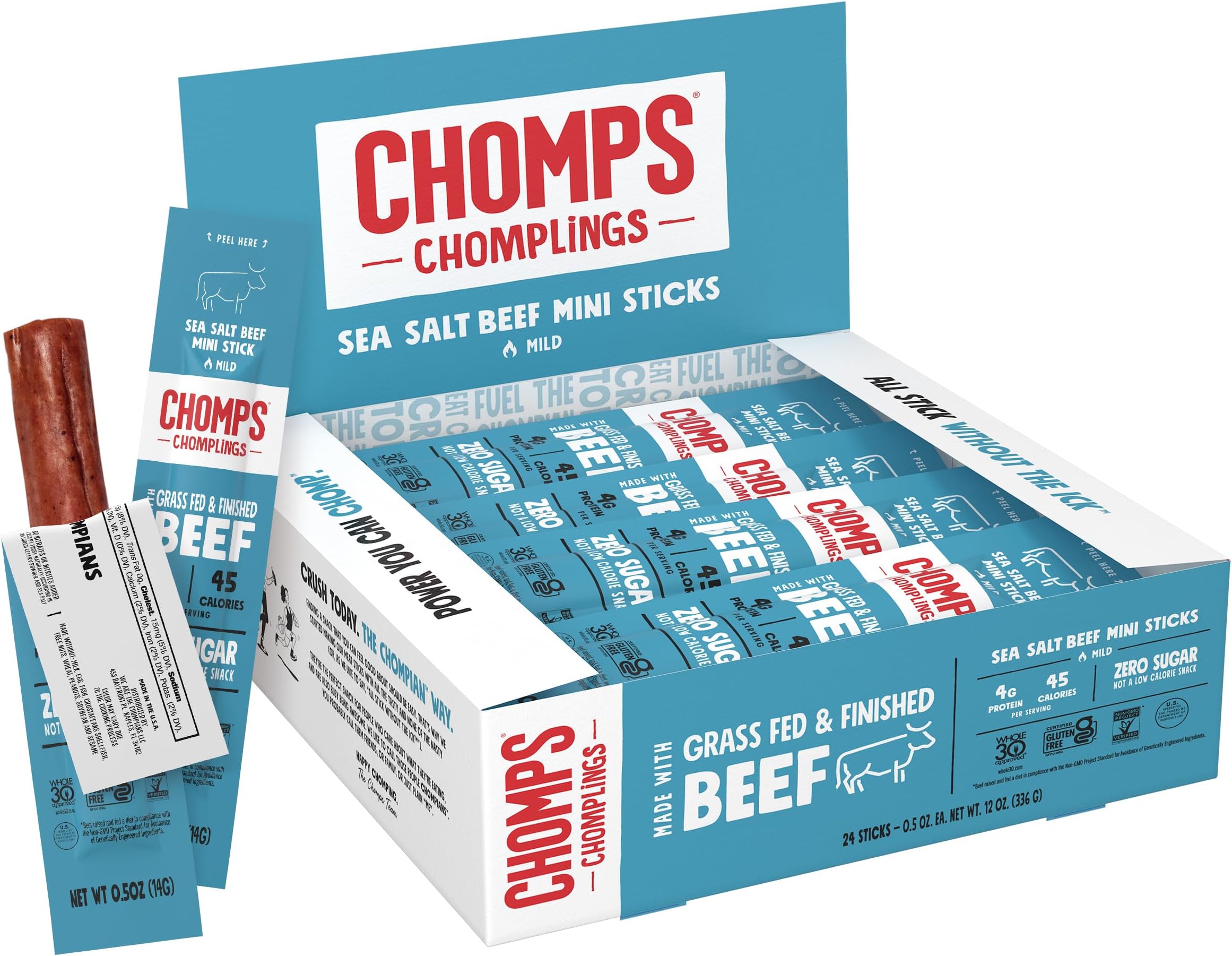 Amazon.com: Chomps Grass-Fed and Finished Original Beef Jerky Snack ...