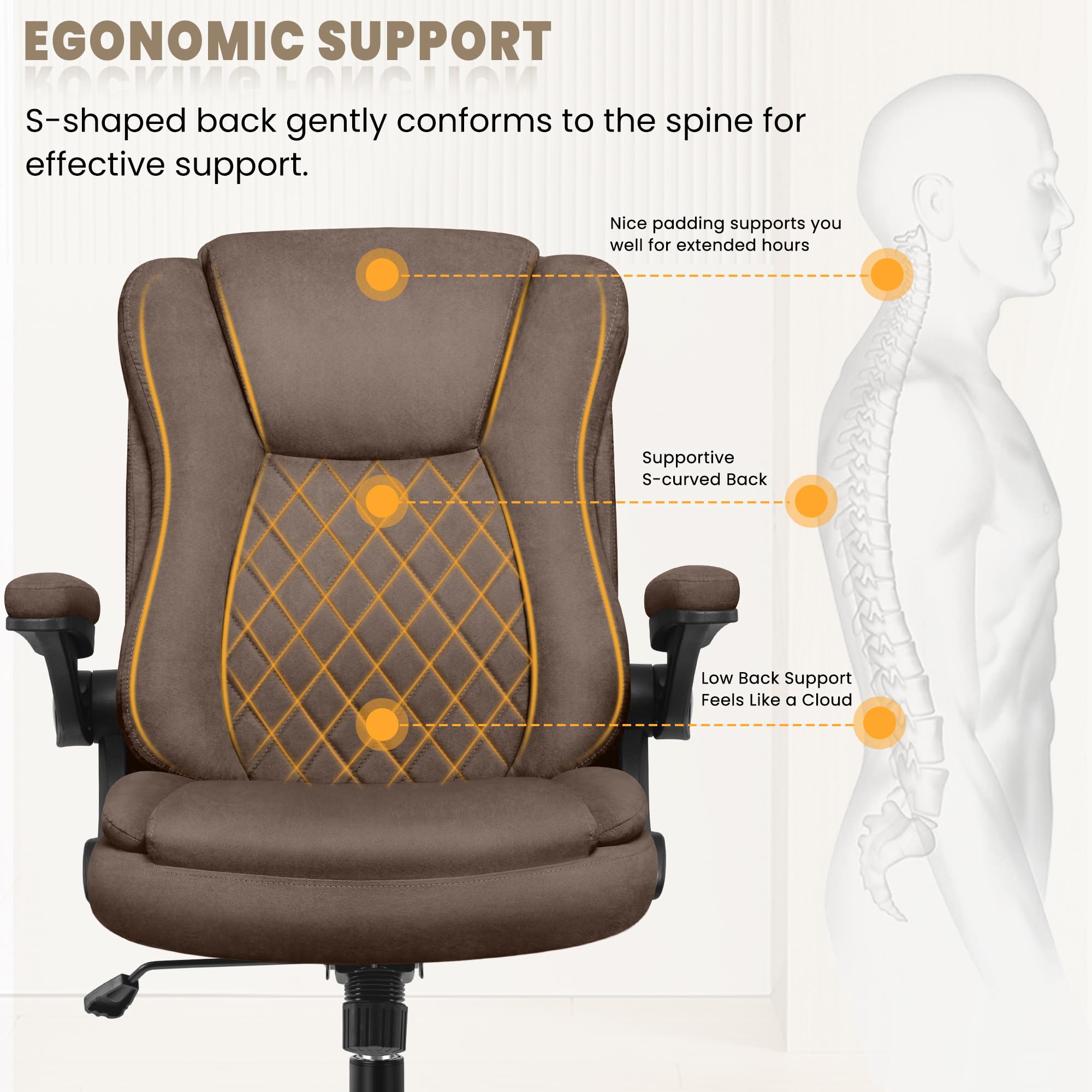 Brick Attic Executive Office Chair, Office Chair Ergonomic Suede Desk ...